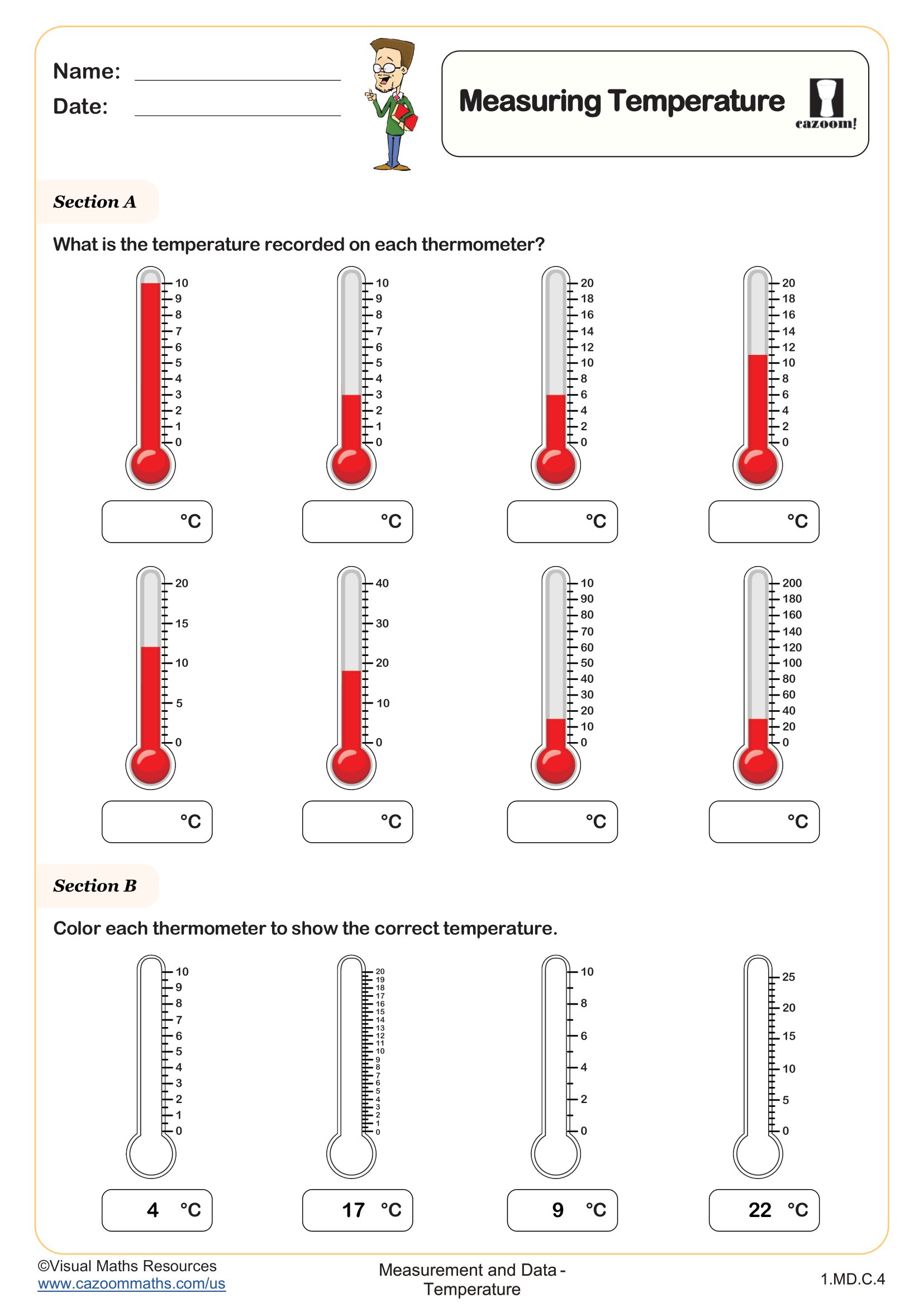 Measuring Temperature Worksheet | Fun and Engaging 1st Grade ...