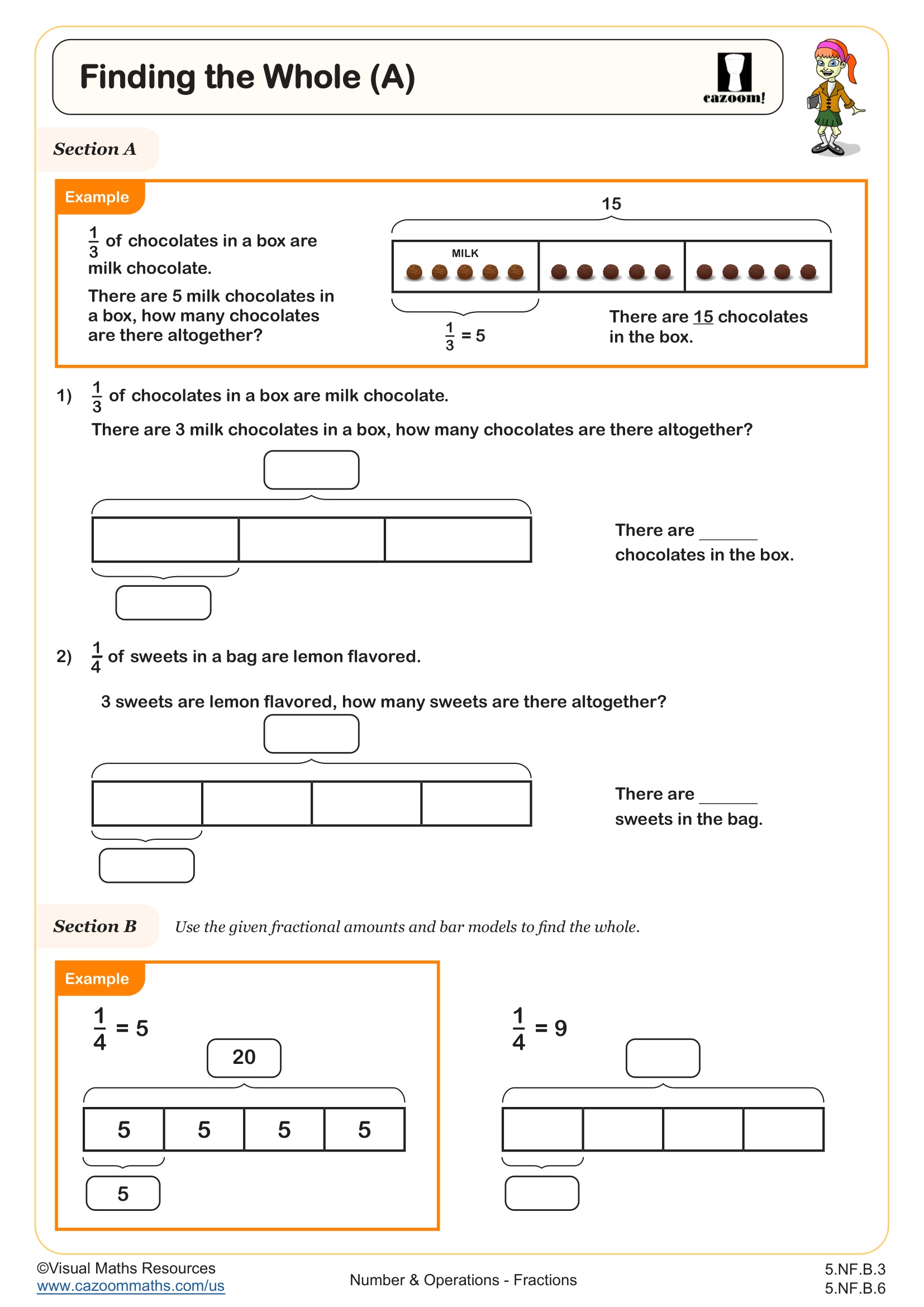 Finding the Whole (A) Worksheet | Fun and Engaging 5th Grade Number ...