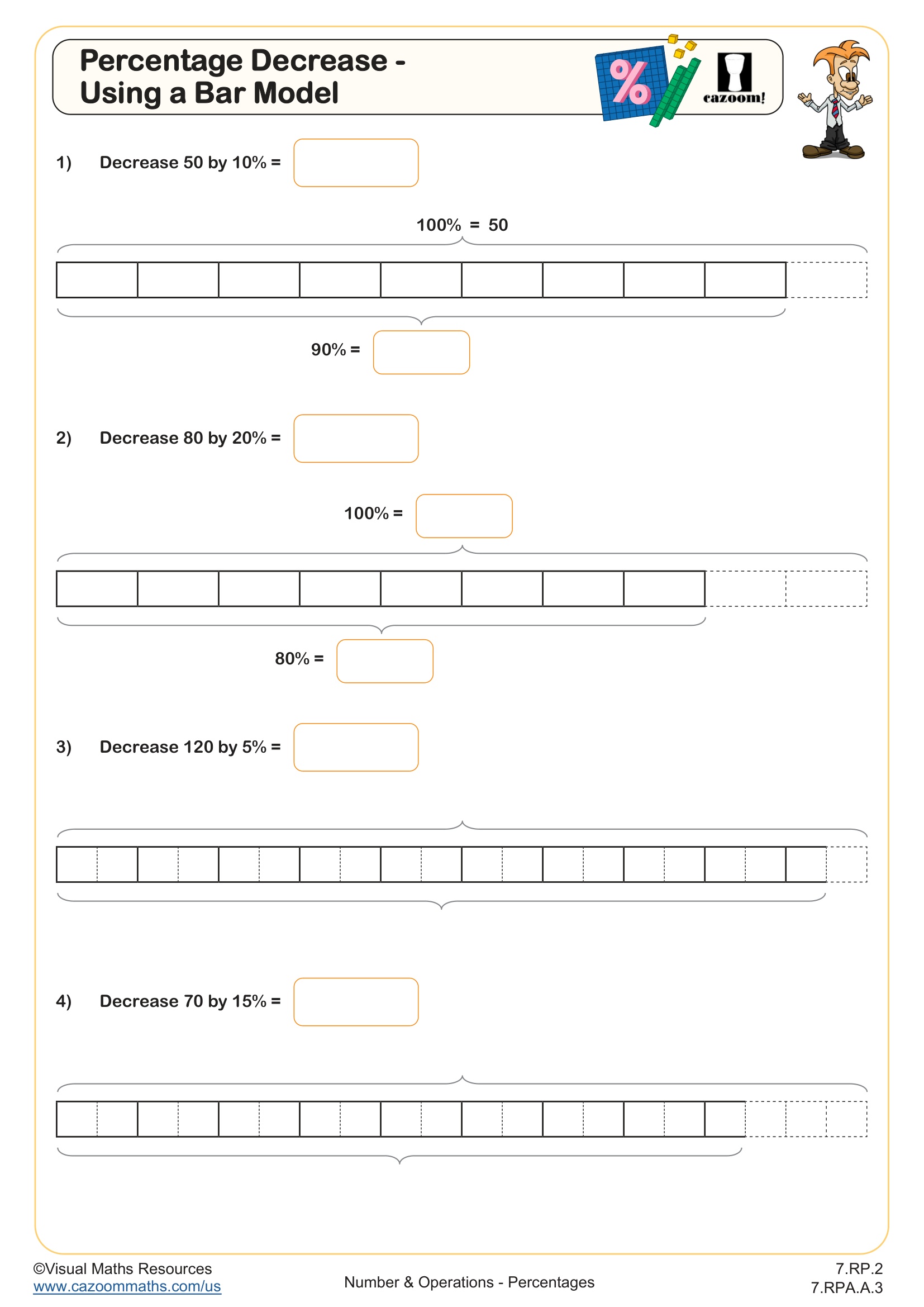 Reverse Percentages Using A Bar Model A Worksheet Fun And