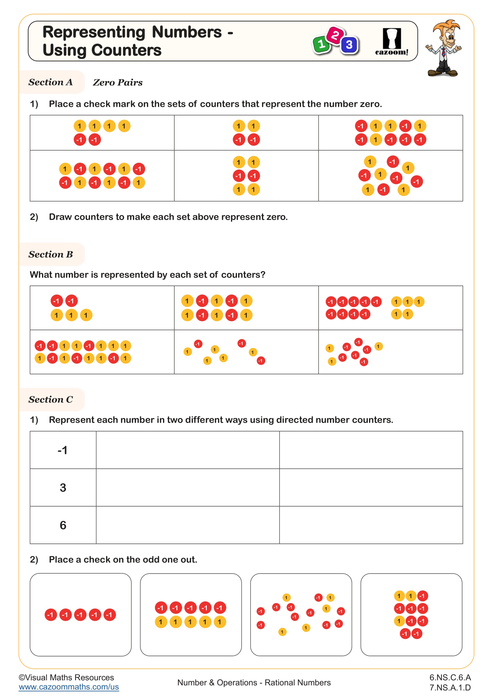 Representing Numbers - Using Counters Worksheet | Fun and Engaging 6th Grade and 7th Grade ...