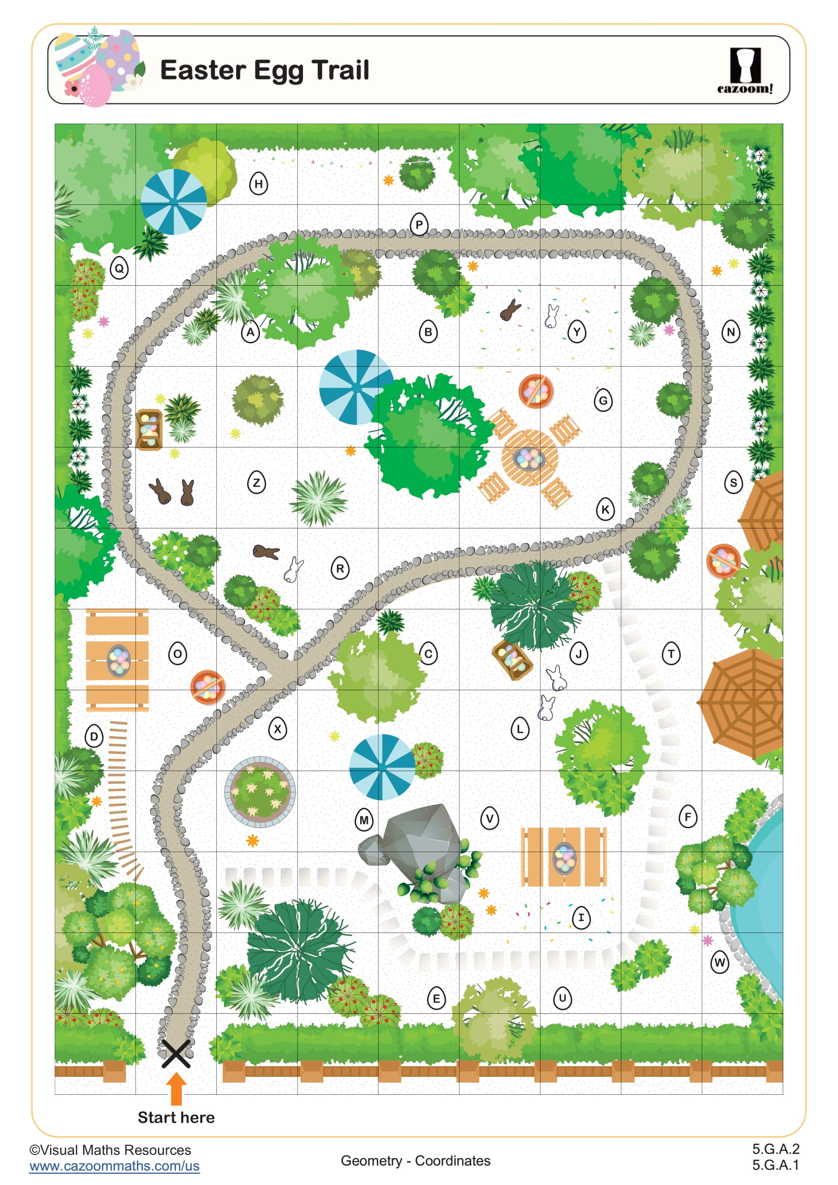 Easter Egg Trail Worksheet | Fun and Engaging 5th Grade Geometry Worksheet