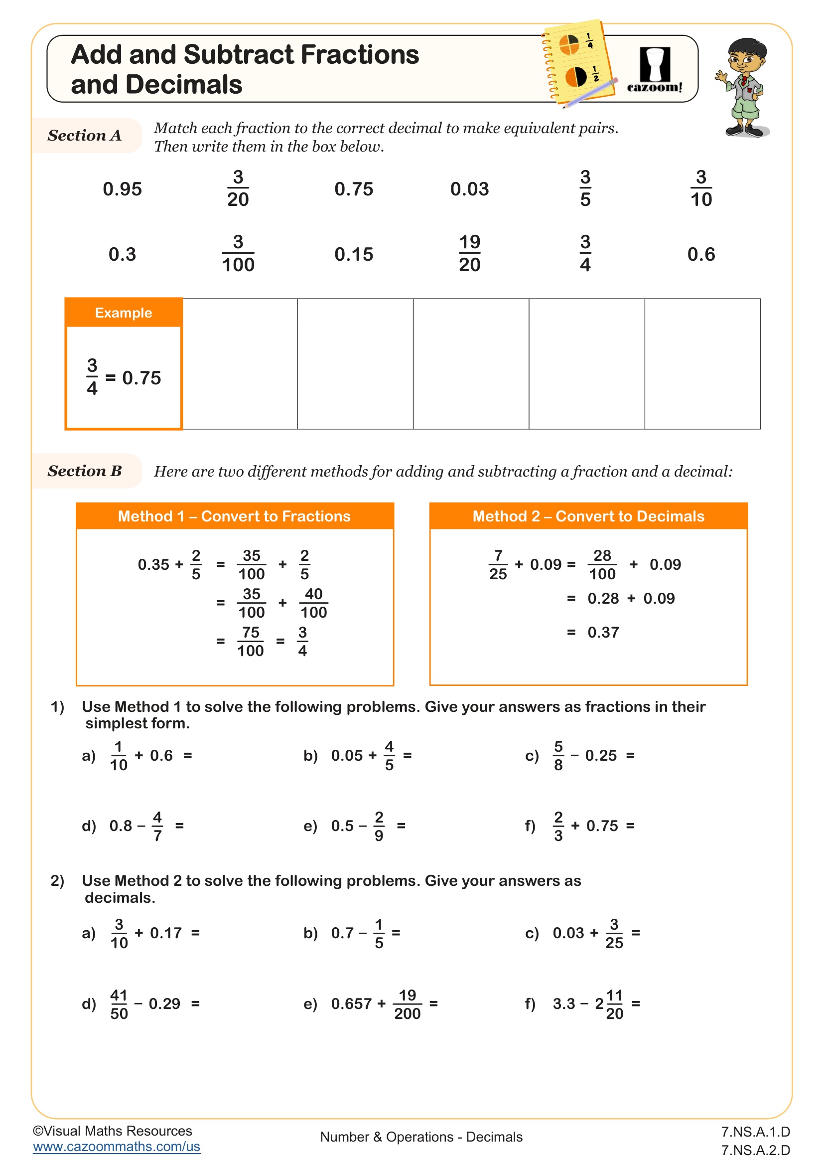 6th Grade Decimals Worksheets | PDF Printable Worksheets | Cazoom Math