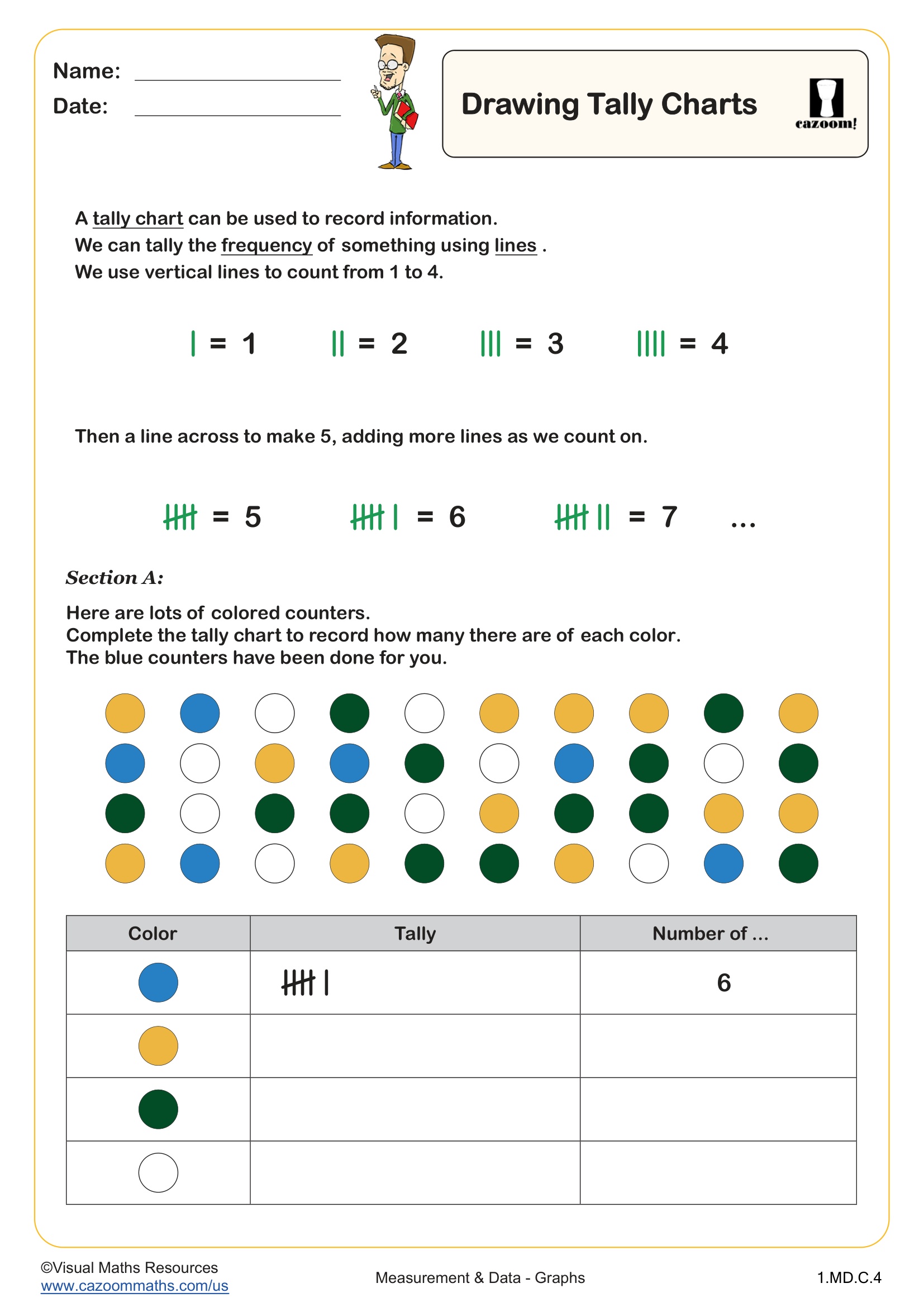 Drawing Tally Charts Worksheet | Fun and Engaging 1st Grade Measurement ...