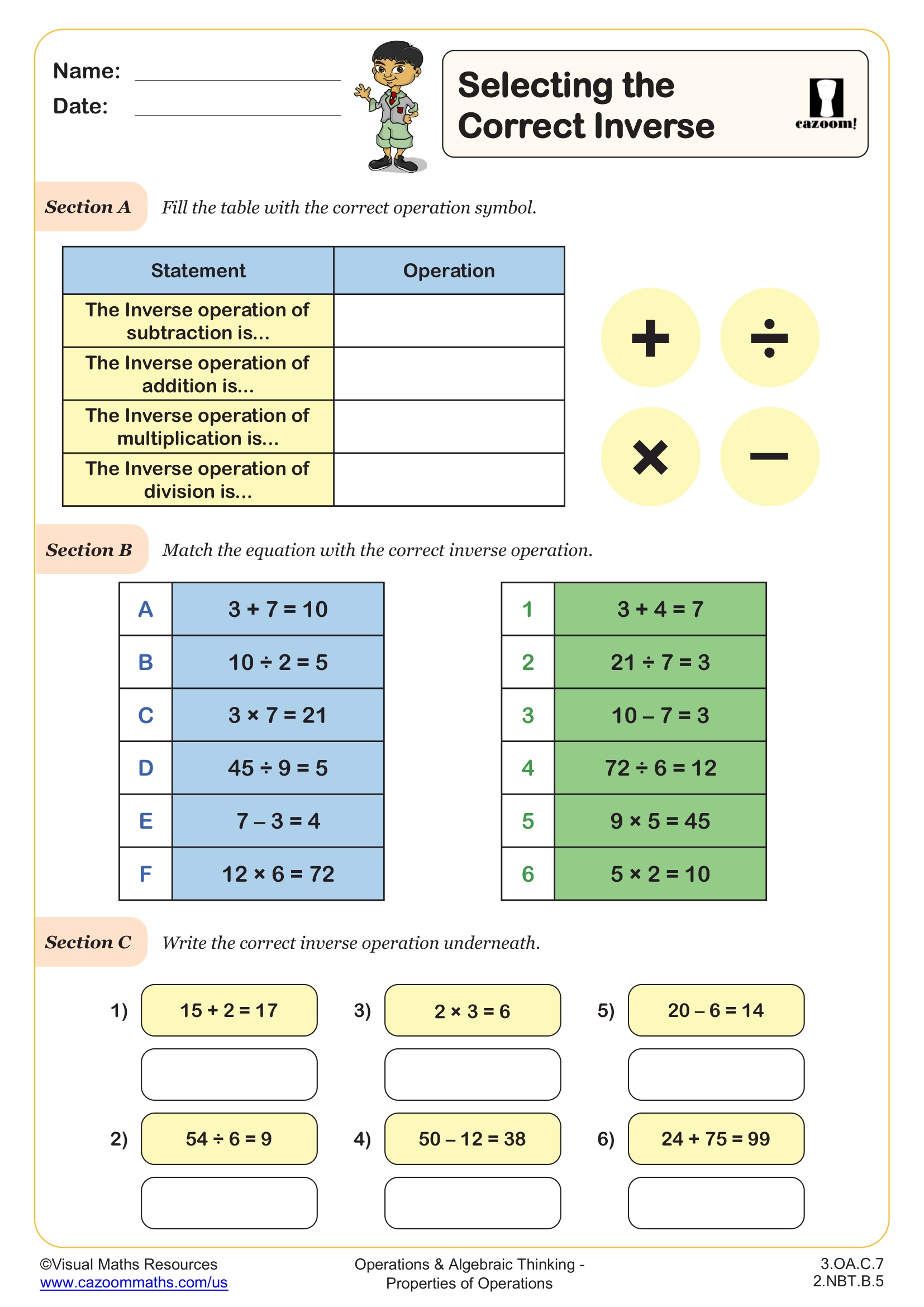 Selecting the Correct Inverse Worksheet | Fun and Engaging 2nd Grade ...