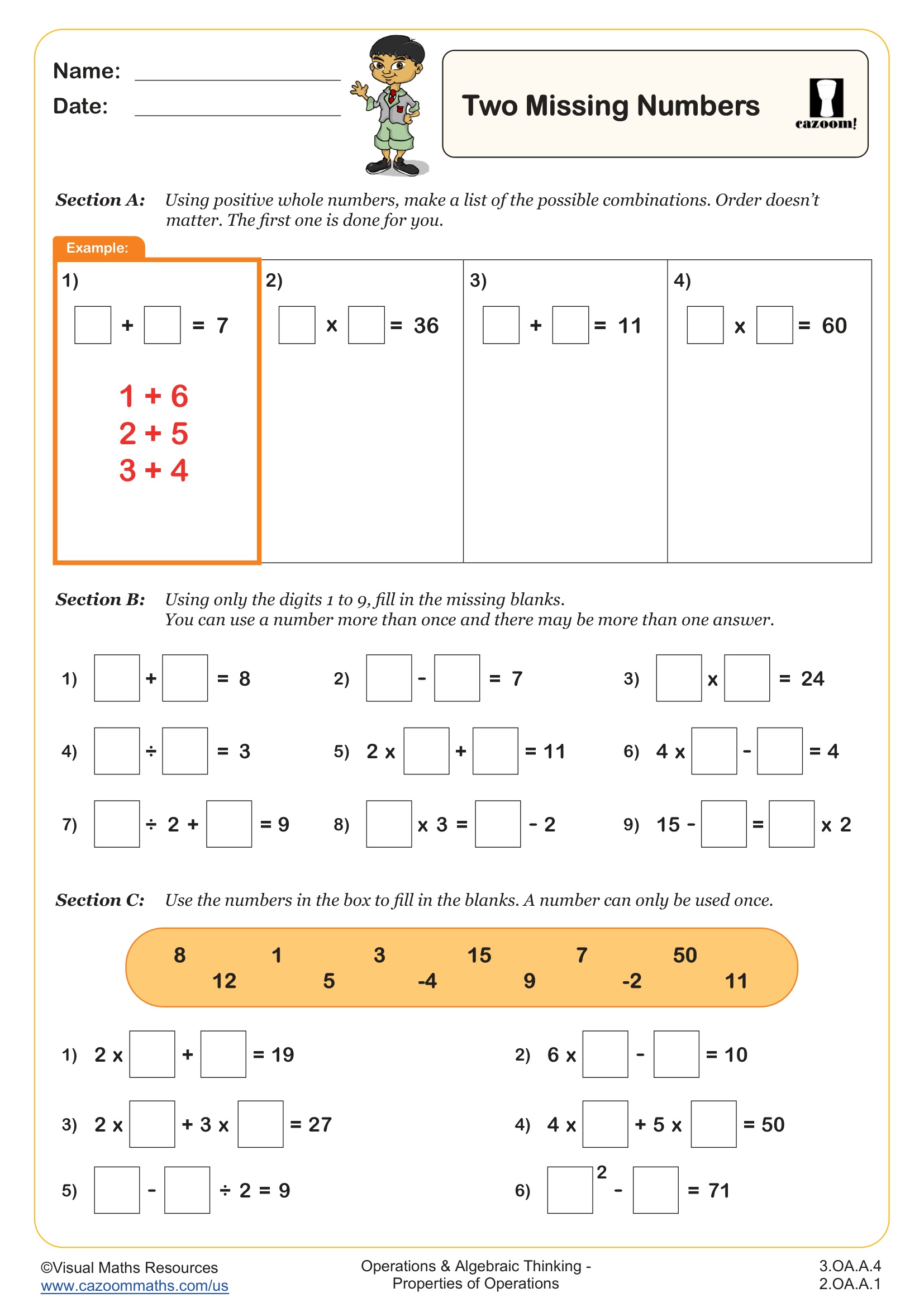 Solving Equations with One Unknown Worksheet | Fun and Engaging 6th Grade and 7th Grade ...