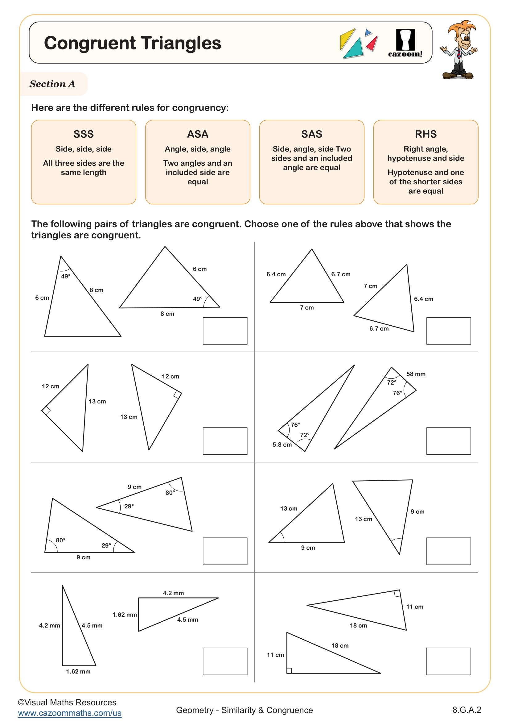 Congruent Triangles Worksheet | Fun and Engaging 8th Grade Geometry ...