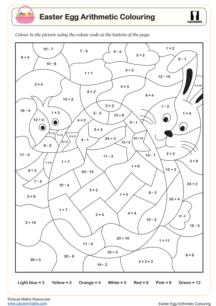 Easter Egg Arithmetic Coloring Worksheet | Fun and Engaging 3rd Grade ...