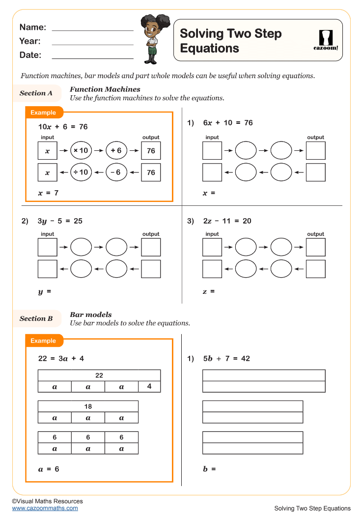 SolvingTwo Step Equations Worksheet | Fun and Engaging 6th Grade and ...