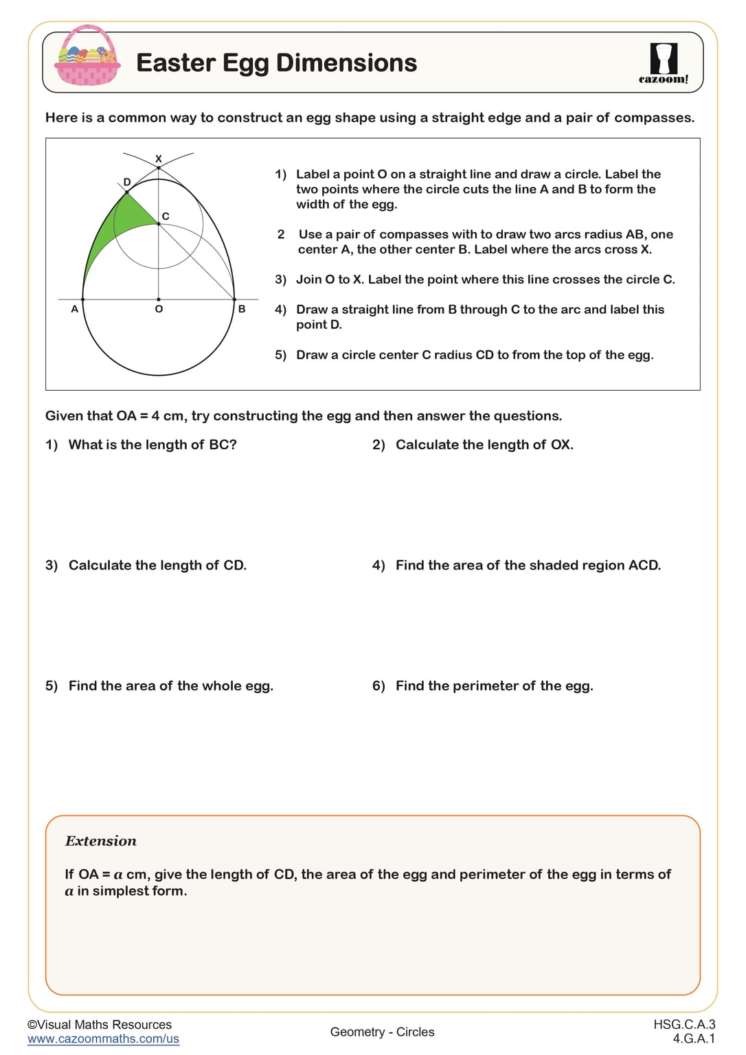 Easter Egg Dimension Worksheet | Fun and Engaging 4th Grade Geometry ...