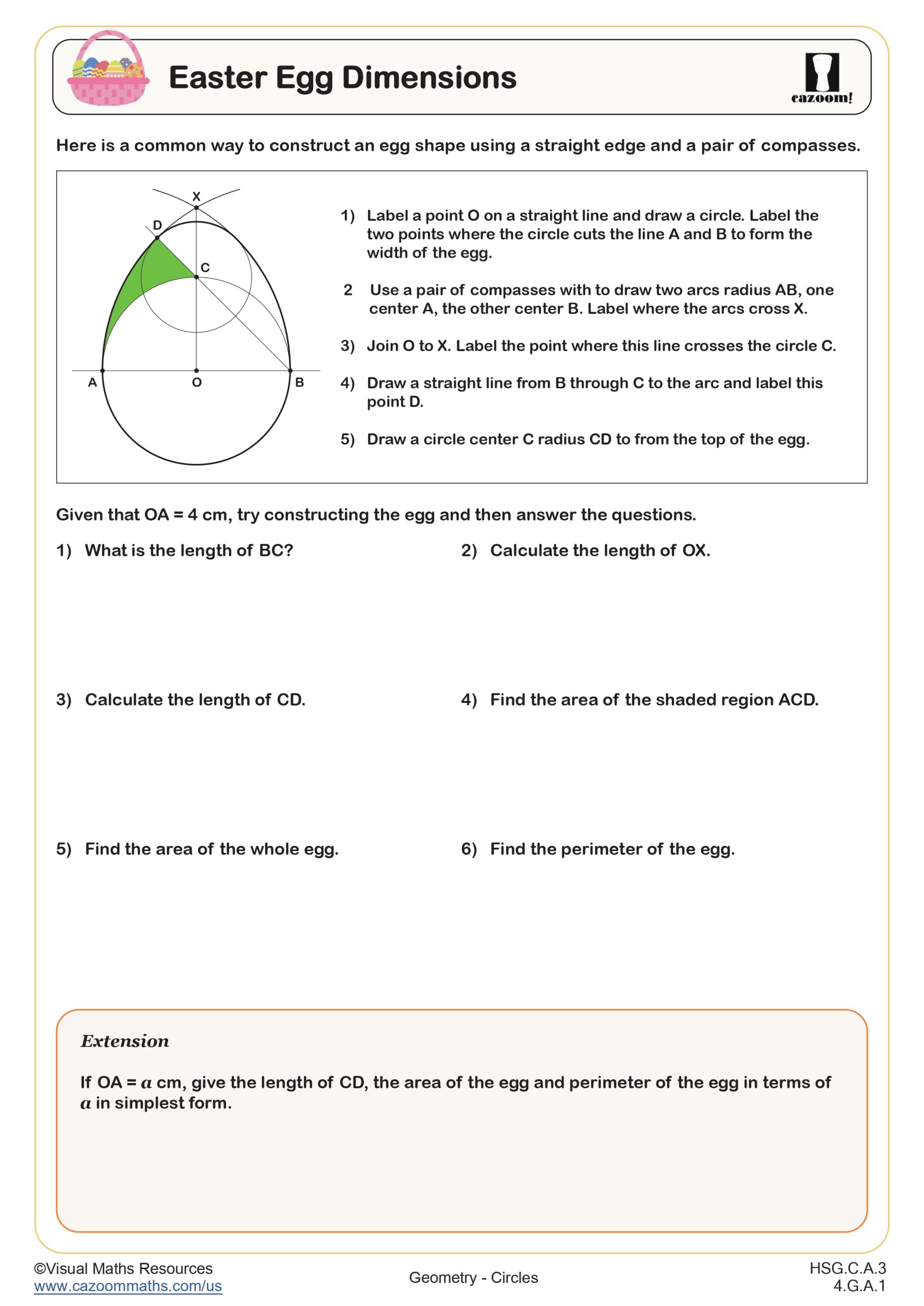 Easter Egg Dimension Worksheet | Fun and Engaging 4th Grade Geometry ...
