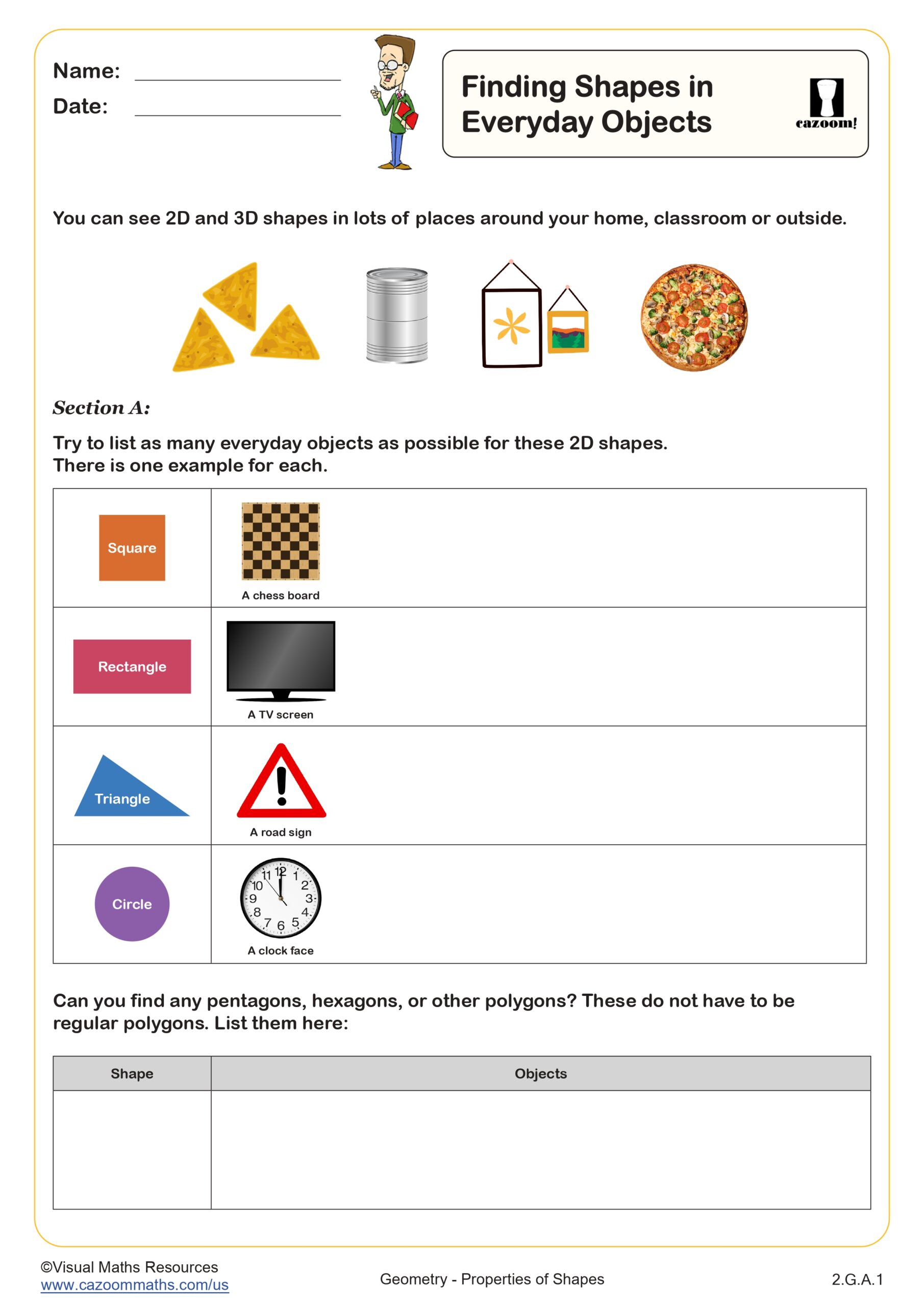 Printable PDF 3D Shapes Worksheets | Cazoom Maths | Cazoom Math