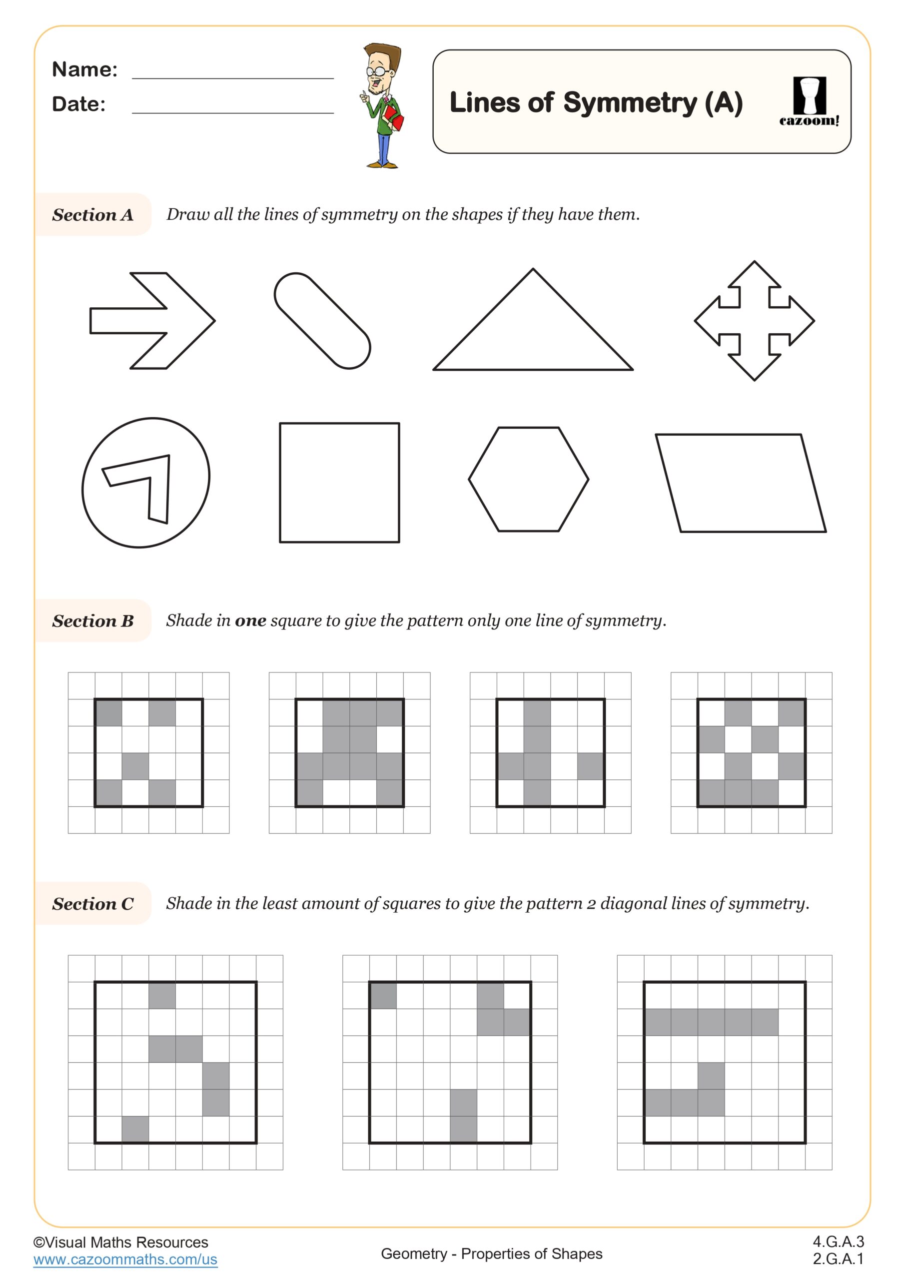 2D Shapes Worksheets | Common Core Aligned Worksheets | Cazoom Math