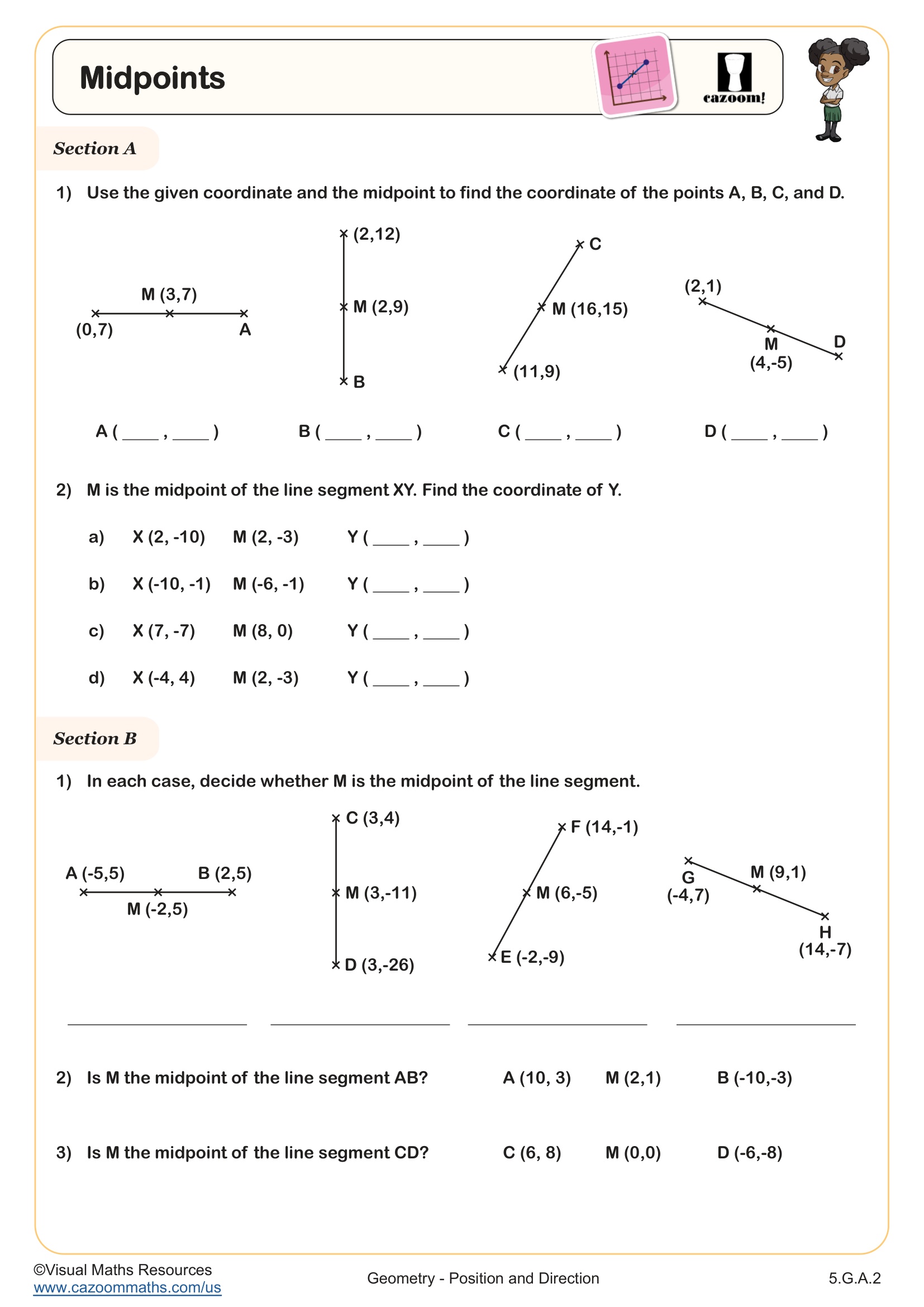 Midpoints Worksheet | Fun and Engaging 5th Grade Geometry Worksheet ...