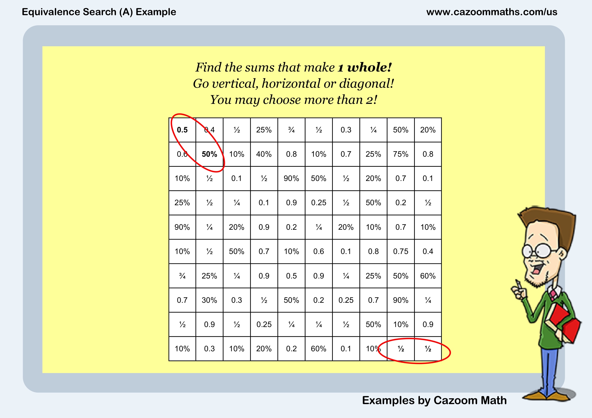 Equivalence Search (A) Example | FREE Teaching Resources | Cazoom Math