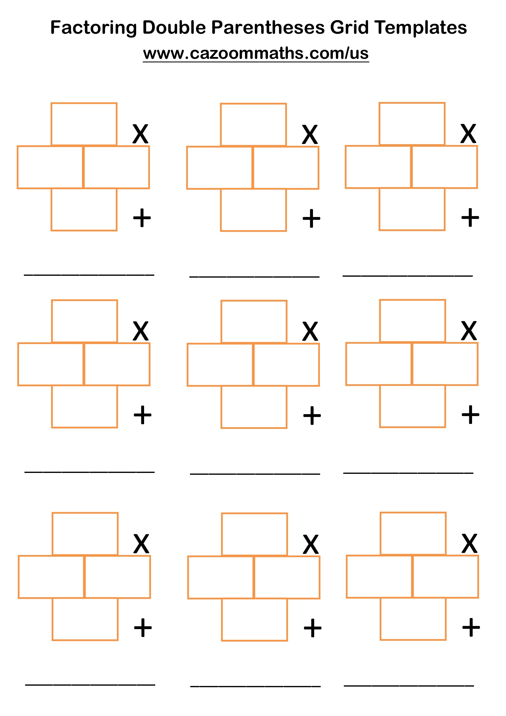 Factoring Double Parentheses Grid Templates | FREE Teaching Resources