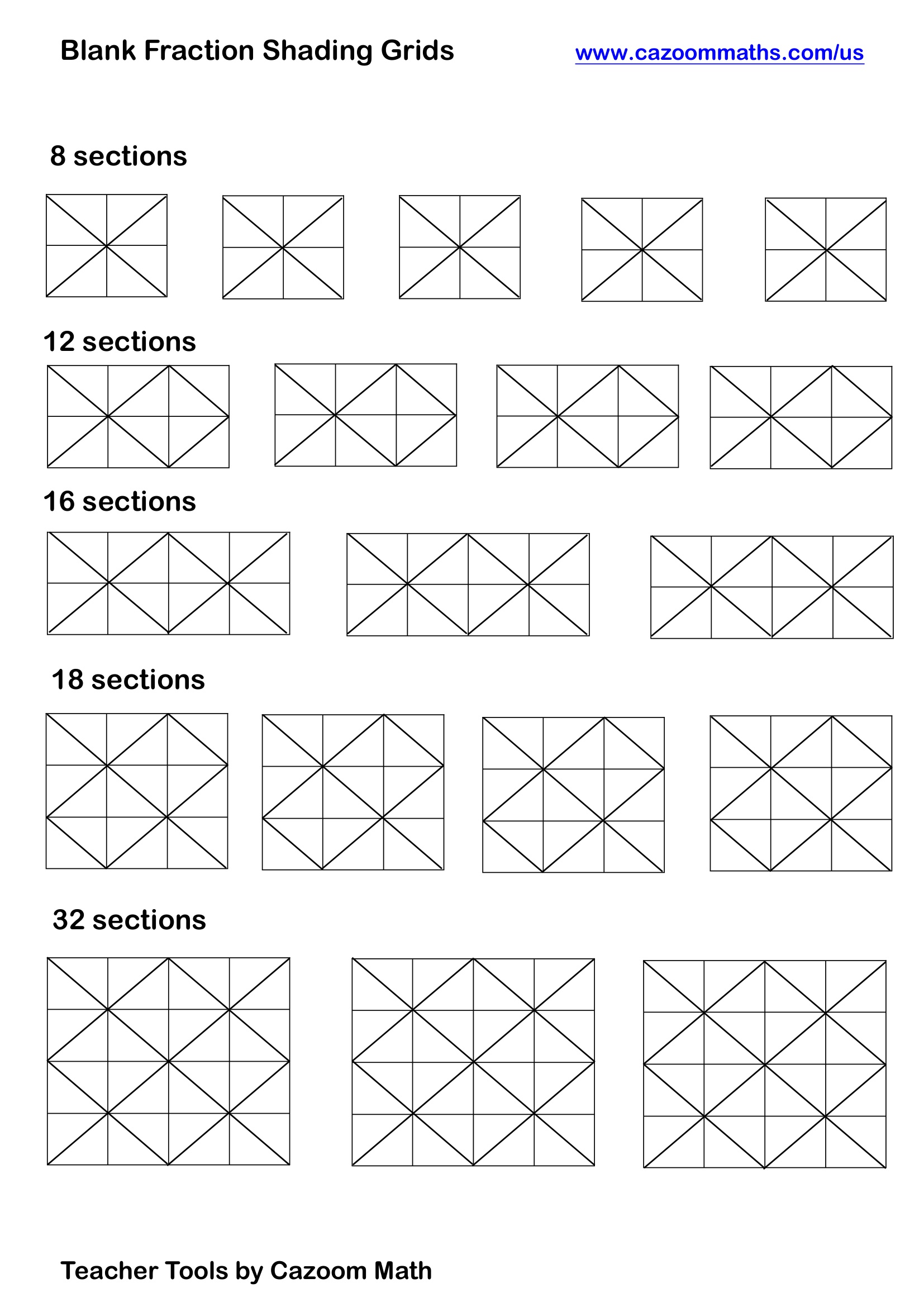 Blank Fraction Shading Grids 4 | FREE Teaching Resources