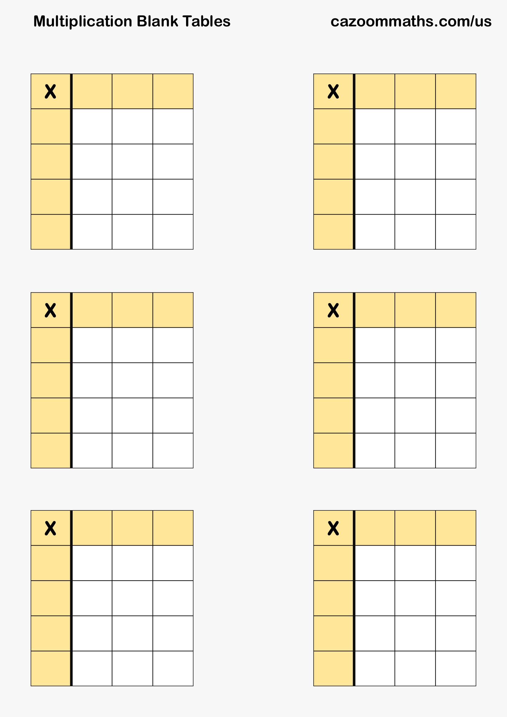 Blank Multiplication Grids | FREE Teaching Resources