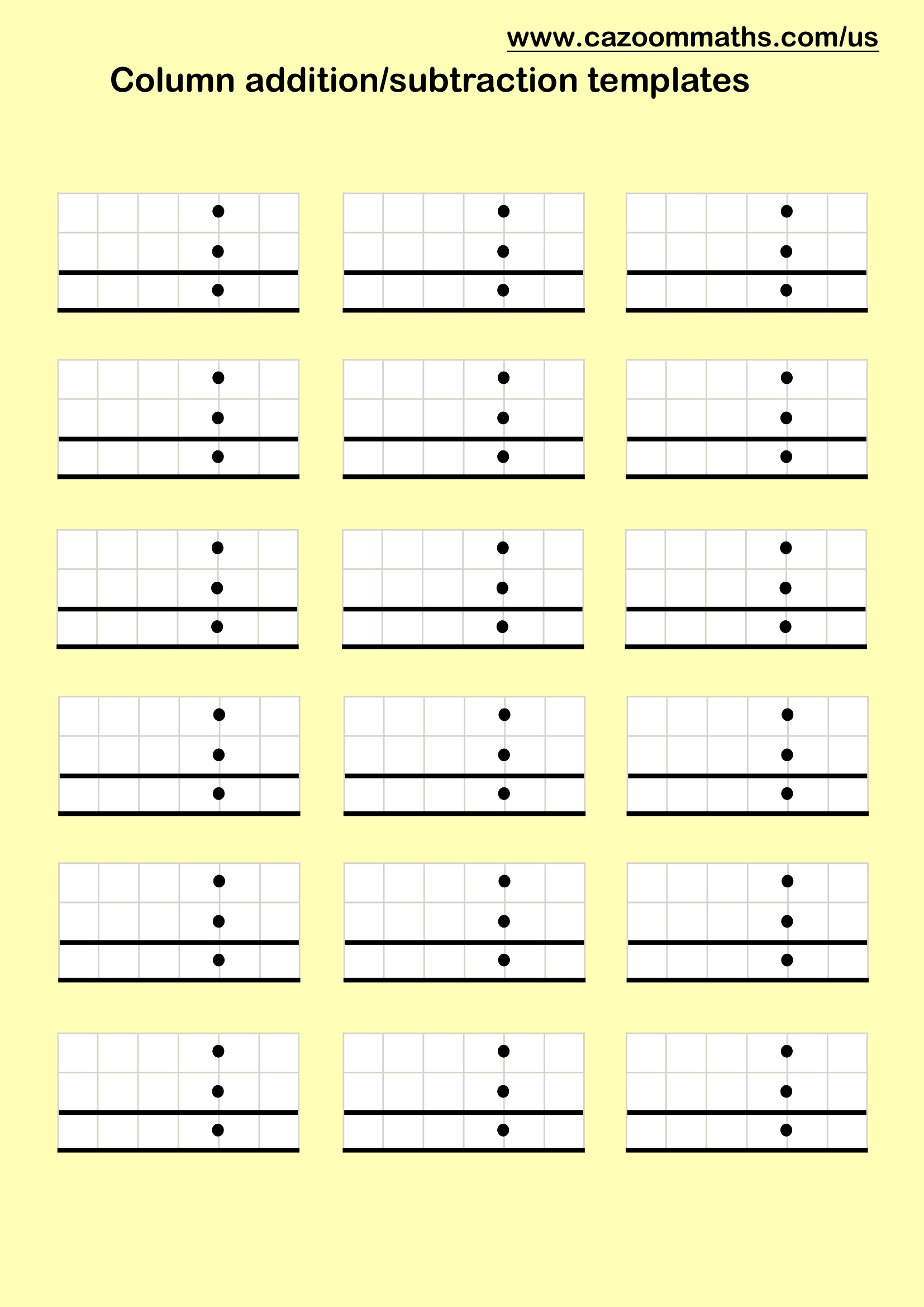 Money Addition Column Templates | FREE Teaching Resources | Cazoom Math