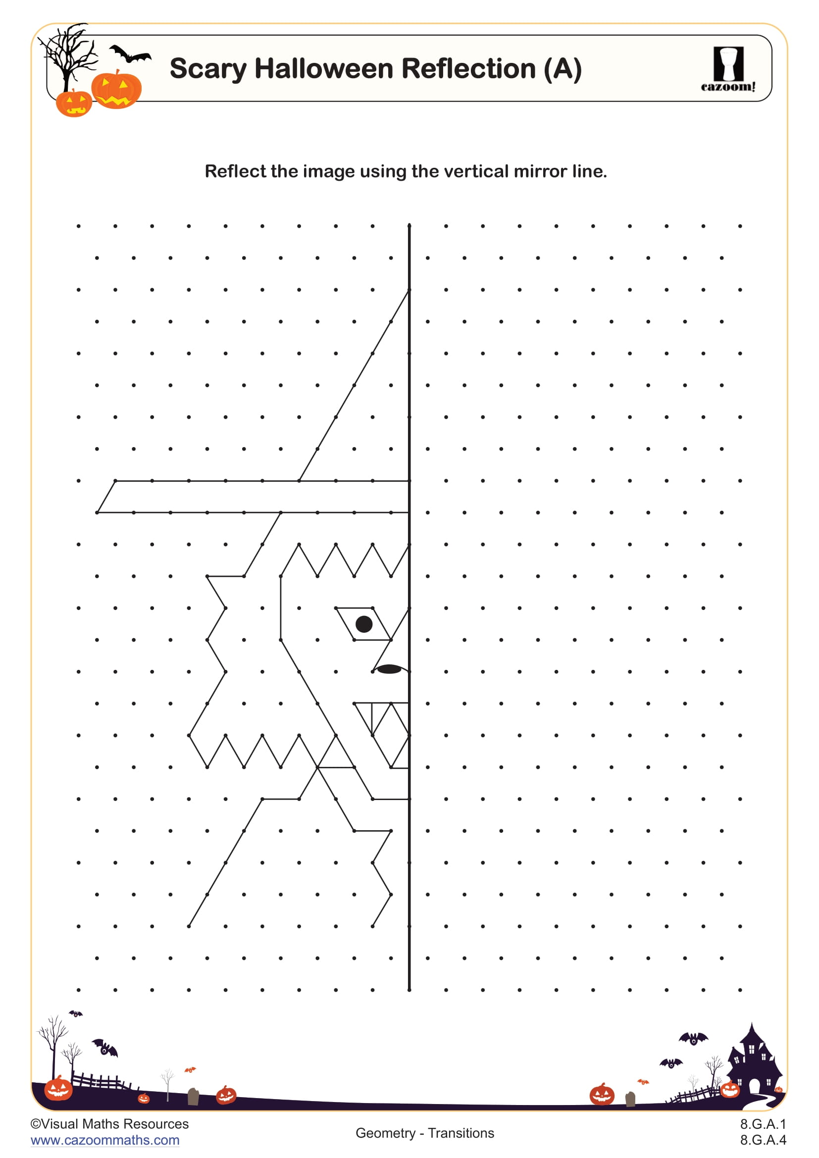 Scary Halloween Reflection (A) Worksheet | Fun 8th Grade Halloween ...