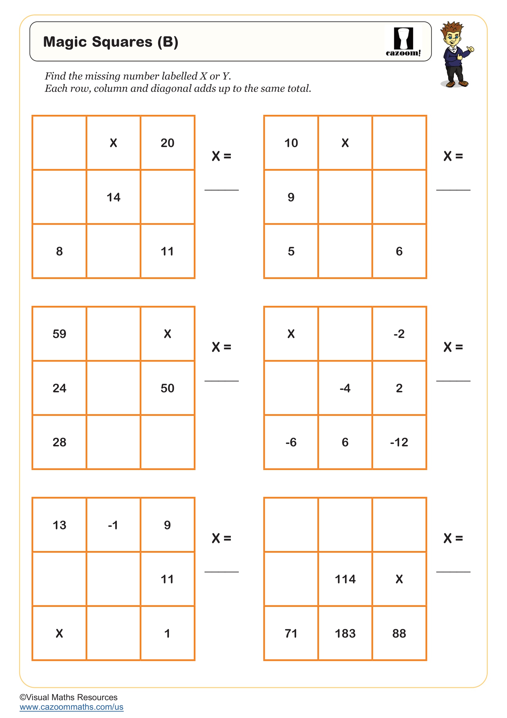 Magic Squares (B) Puzzle | FREE Teaching Resources