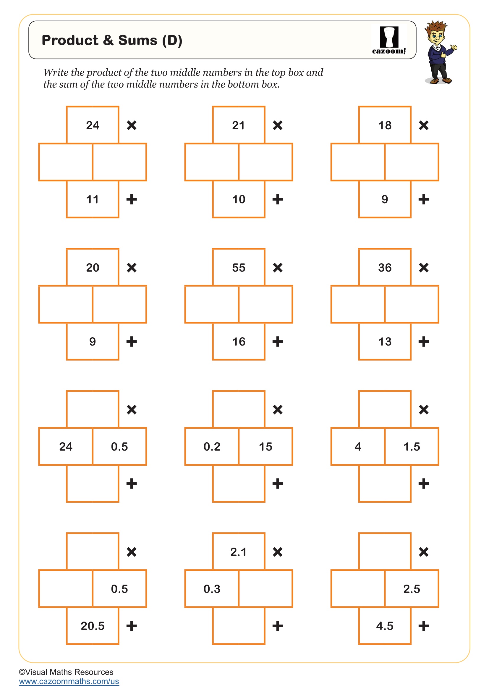 Products and Sums (D) Puzzle | FREE Teaching Resources