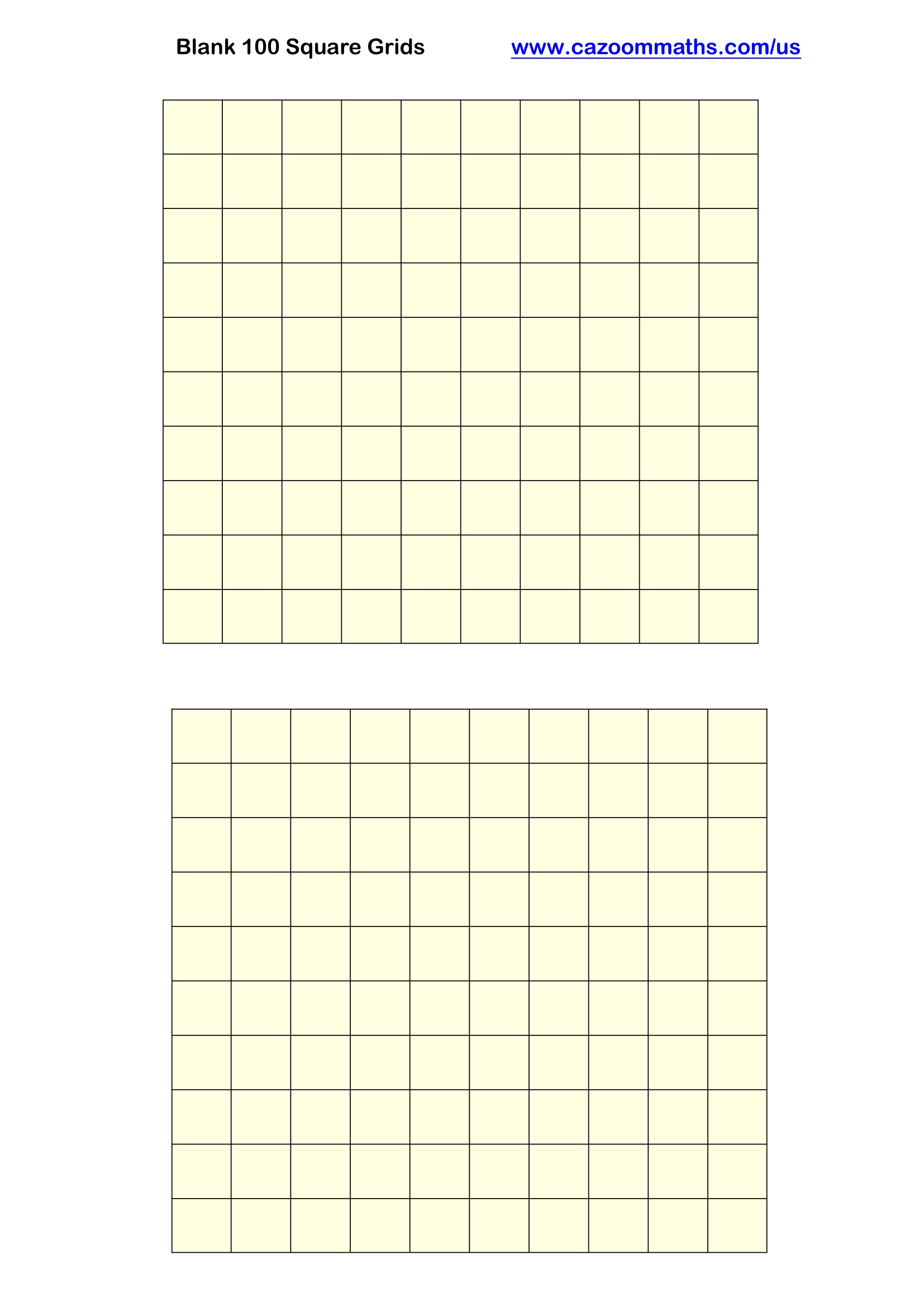Blank 100 Square Grid | FREE Teaching Resources