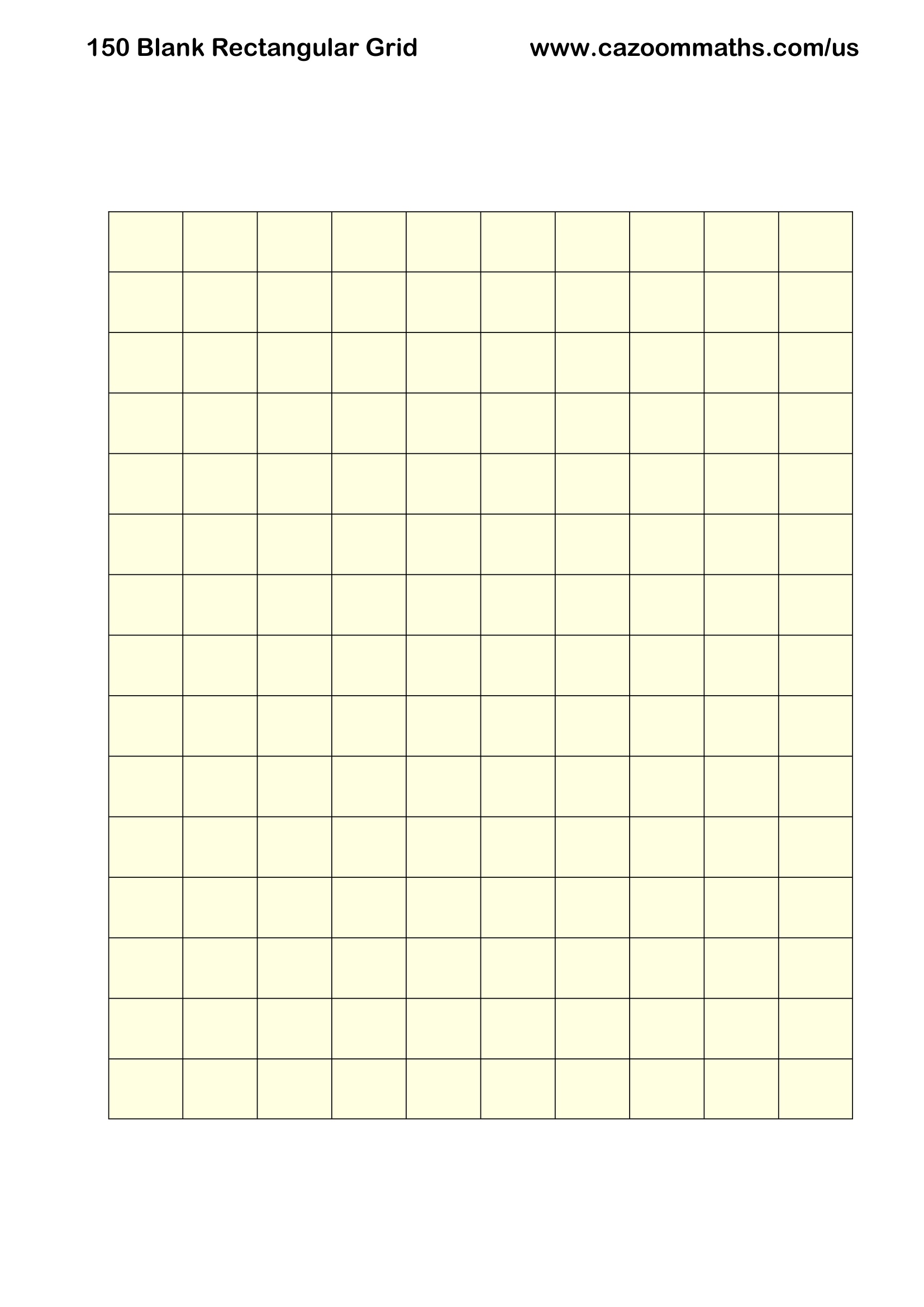 Blank 150 Rectangular Grid | FREE Teaching Resources | Cazoom Math