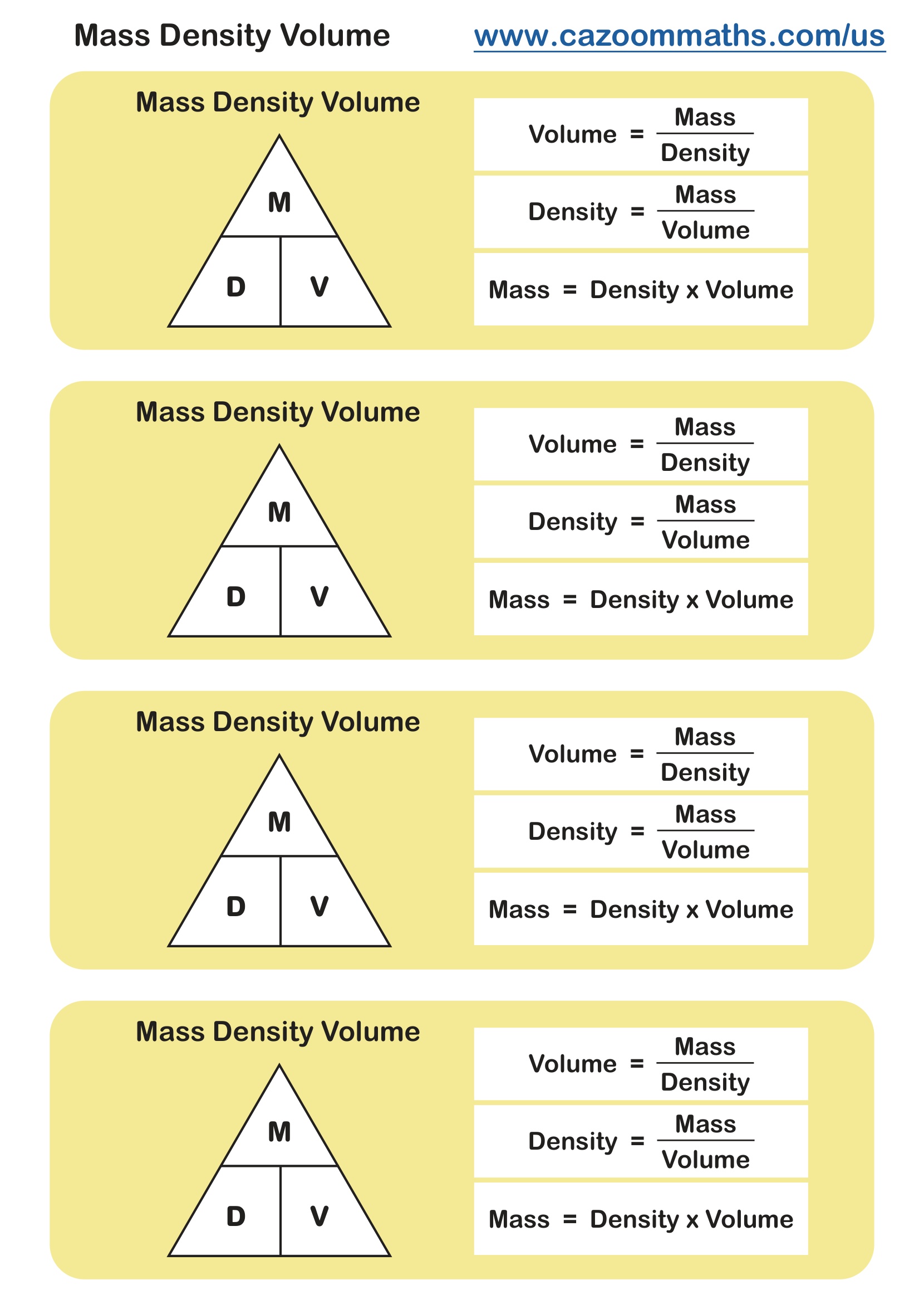 Mass Density Volume Formula | FREE Teaching Resources