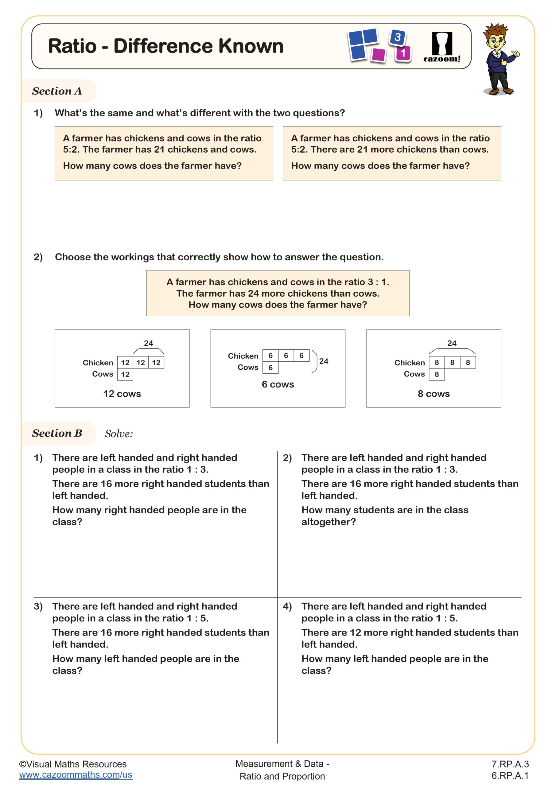 Ratio - Difference Known Worksheet | Fun and Engaging 6th Grade and 7th ...