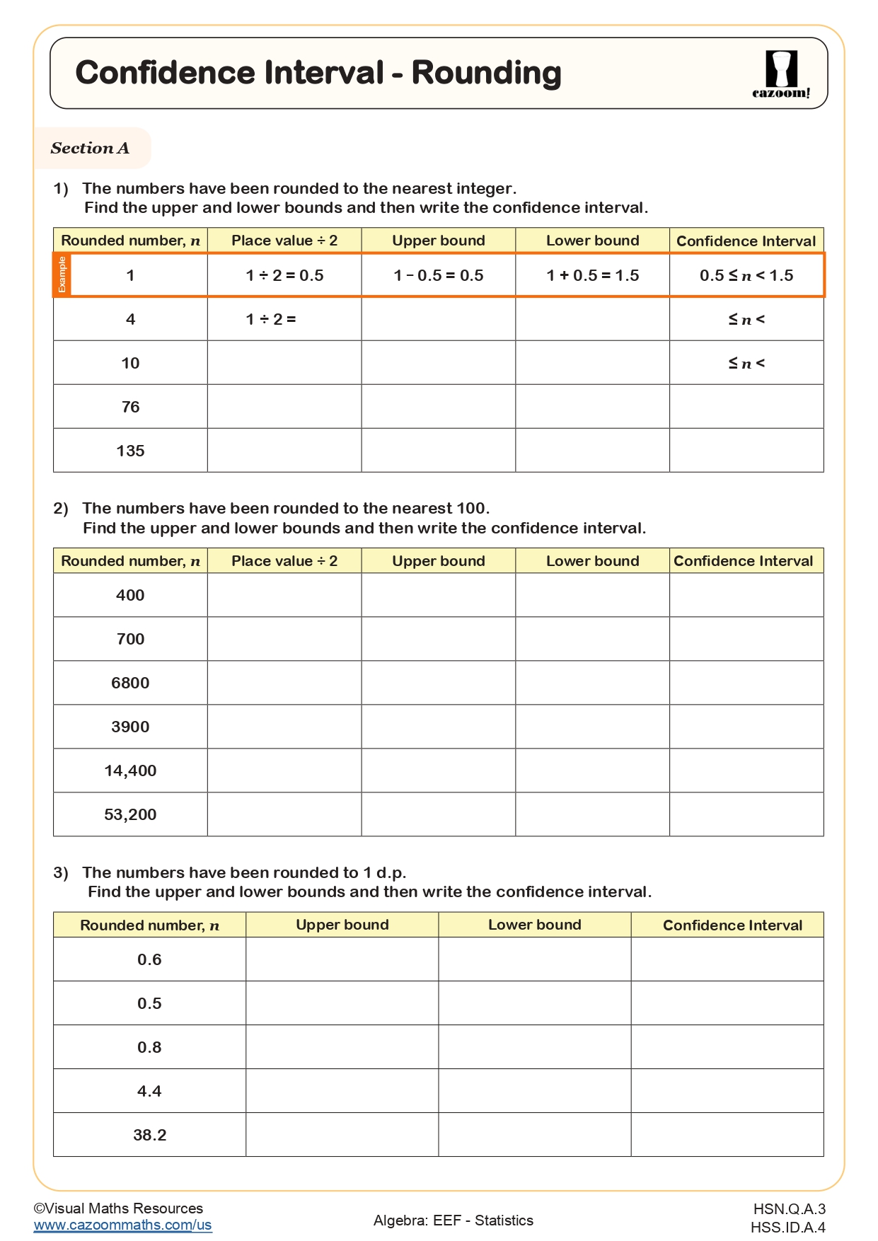 Truncating and Confidence Interval Worksheet | Fun and Engaging High ...