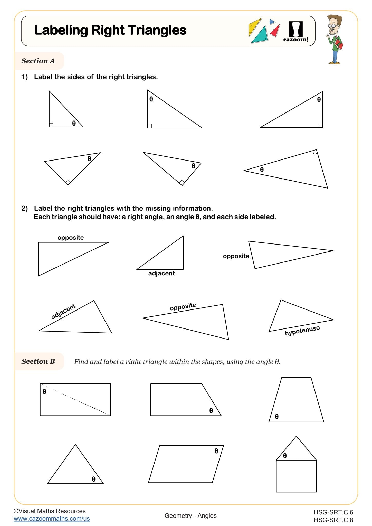 Labeling Right Triangles Worksheet | Fun and Engaging High School ...