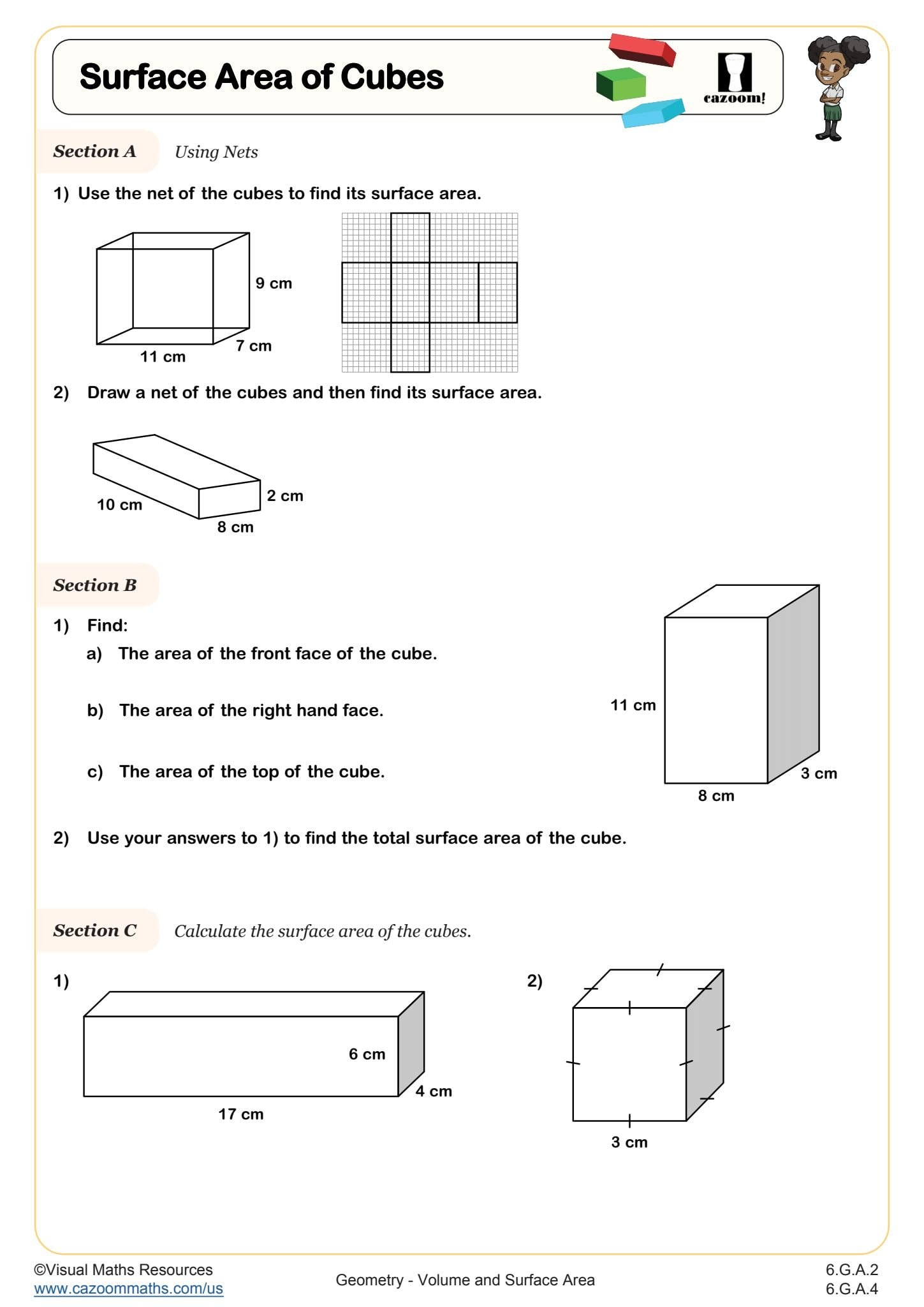 Surface Area and Volume Worksheets | Printable PDF Worksheets | Cazoom Math
