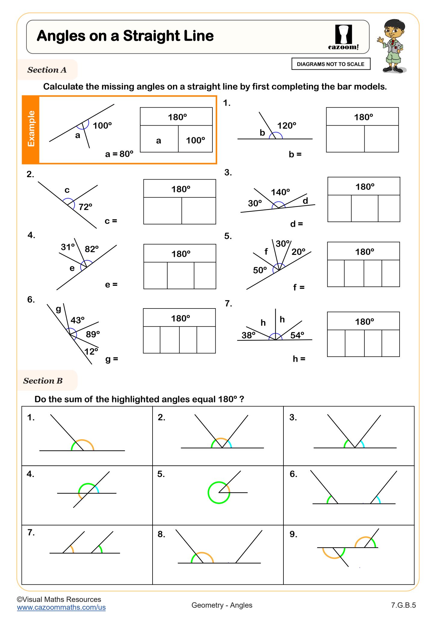 Angles on a Straight Line Worksheet | Fun and Engaging 7th Grade ...