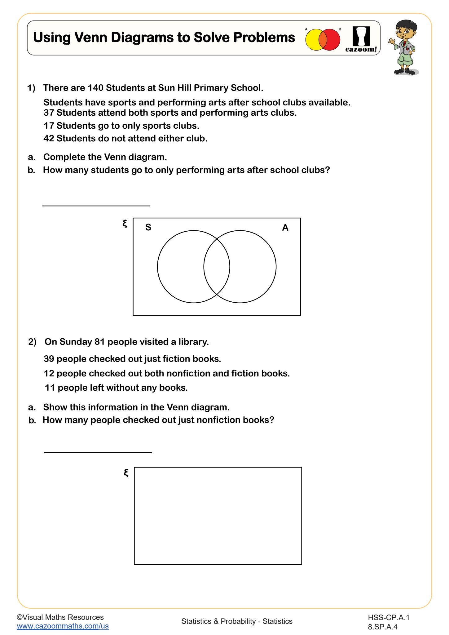 Using Venn Diagrams to Solve Problems Worksheet | Fun and Engaging ...