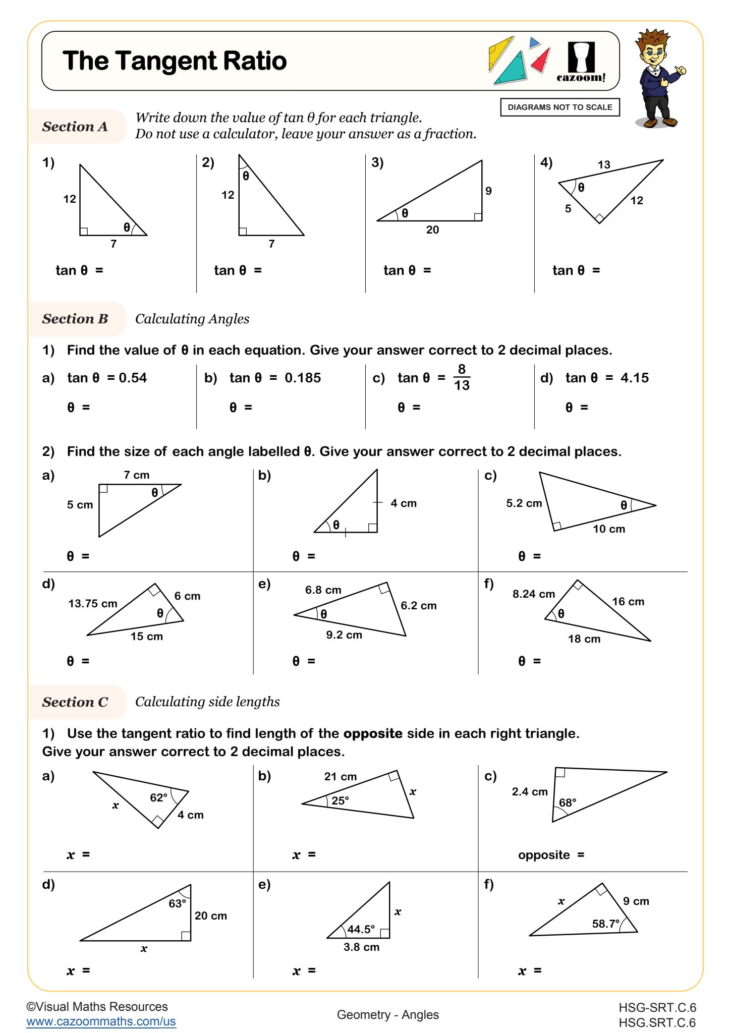 The Tangent Ratio Worksheet | Fun and Engaging Middle School and High ...