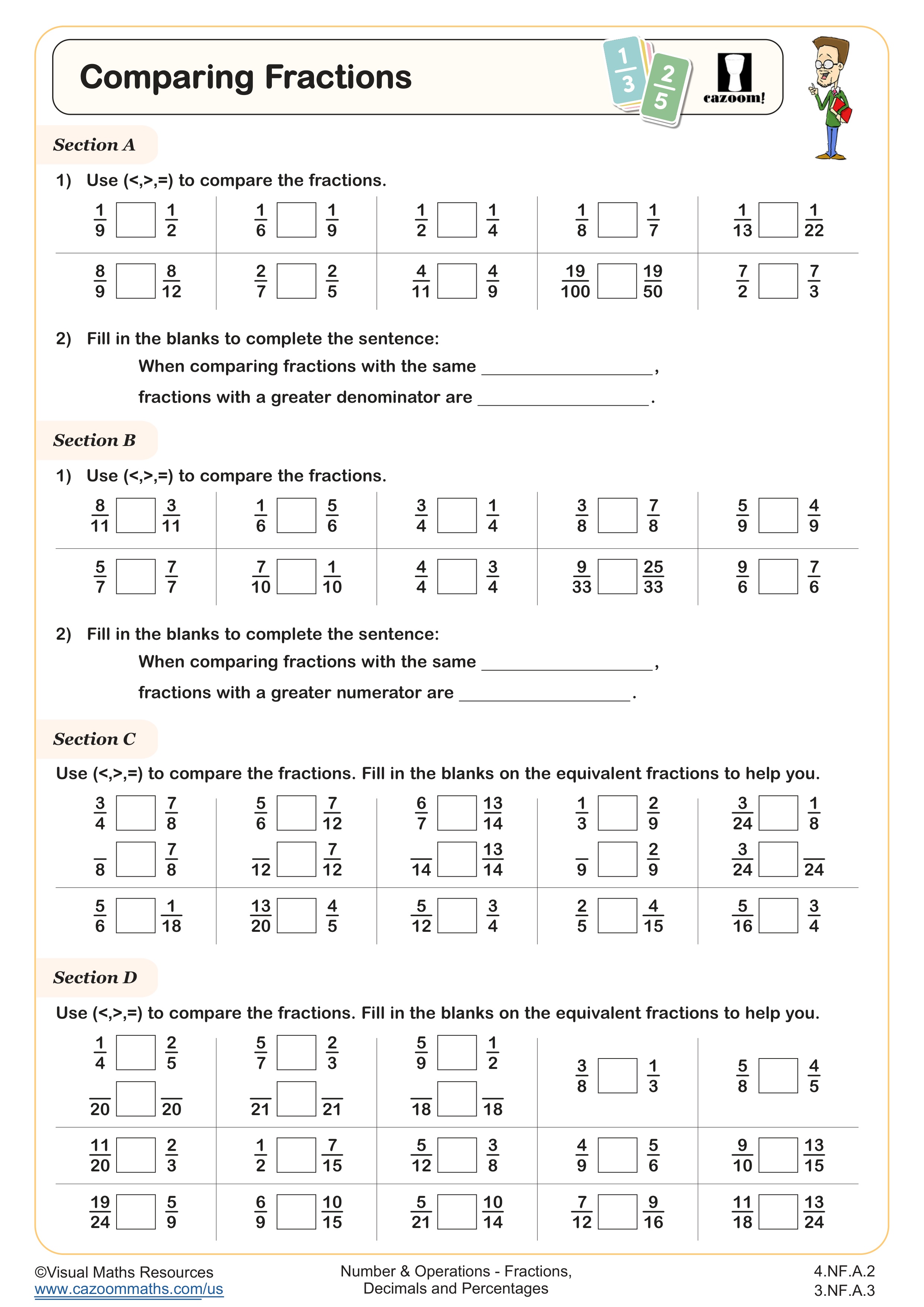 Comparing Fractions Worksheet | Fun and Engaging 3rd and 4th Grade ...
