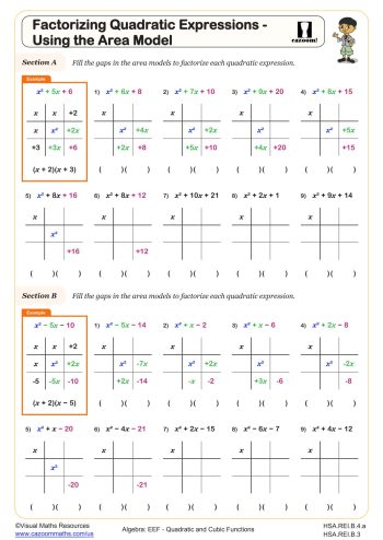 High School Quadratic and Cubic Functions Worksheets | PDF Printable ...