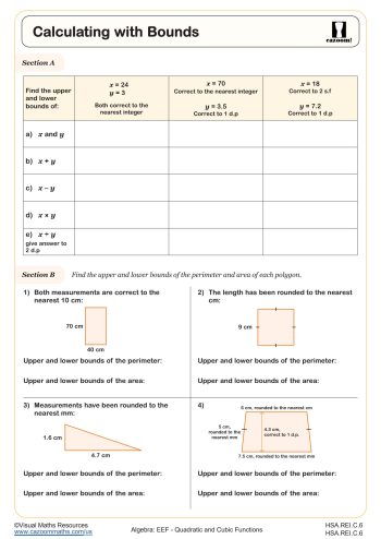 High School Quadratic and Cubic Functions Worksheets | PDF Printable ...