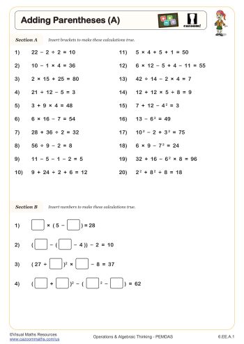 PEDMAS Math Worksheets | Common Core Worksheets