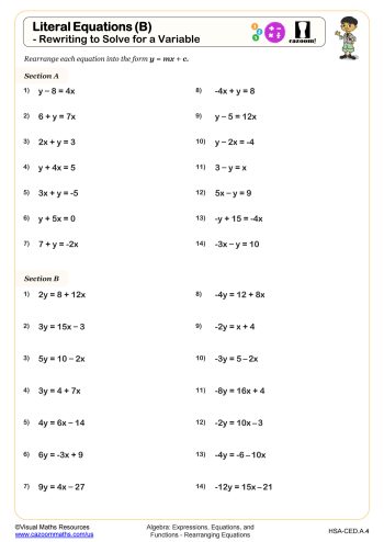 Variable Equations Worksheet Algebraic Equations (Two Step)