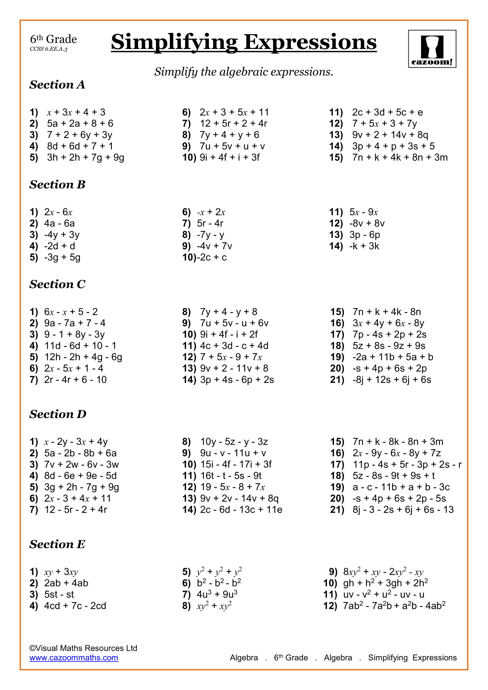 6th Grade Math Worksheets | Printable PDF Worksheets
