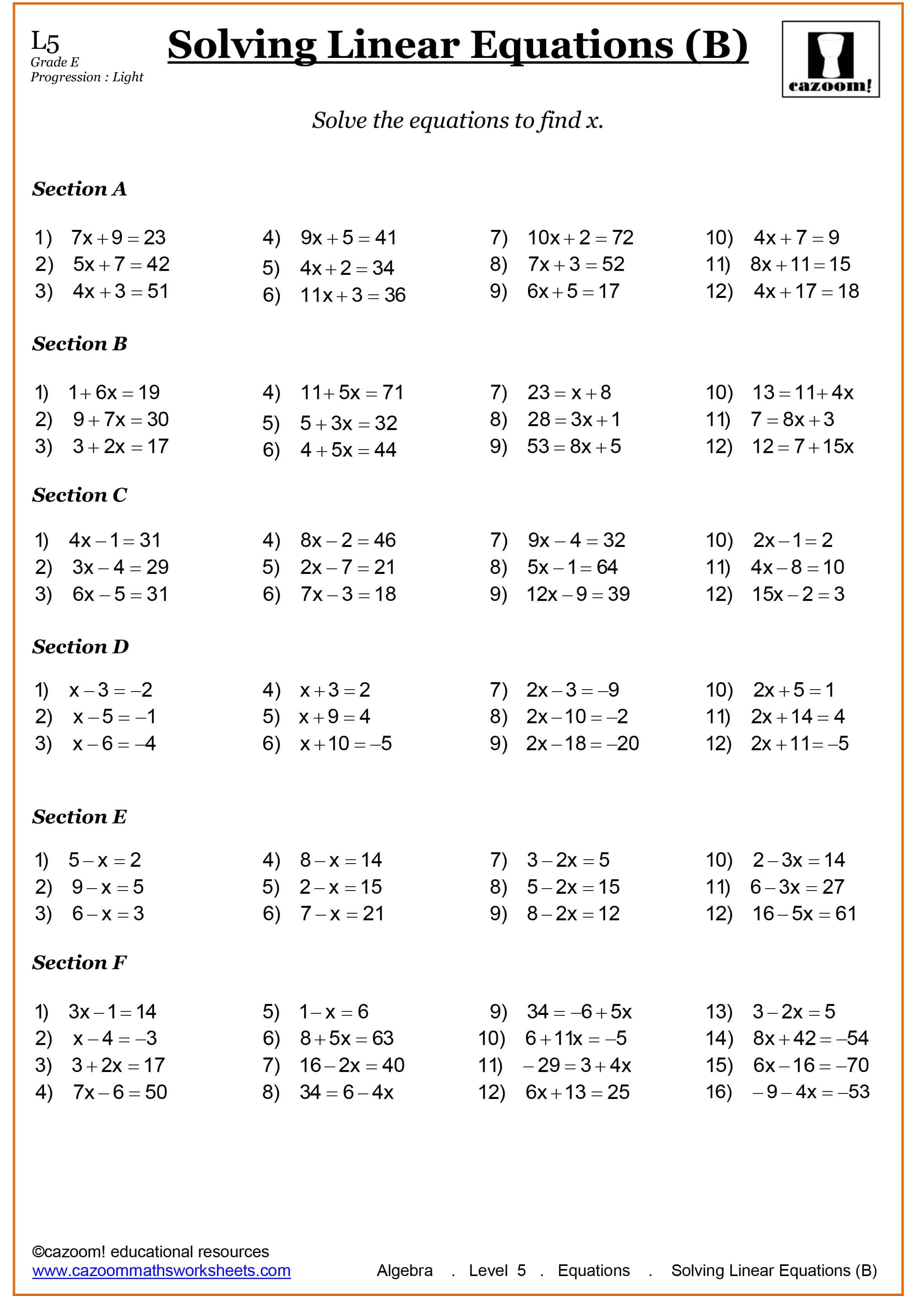 Year 7 Maths Worksheets WorkSheets For Kids