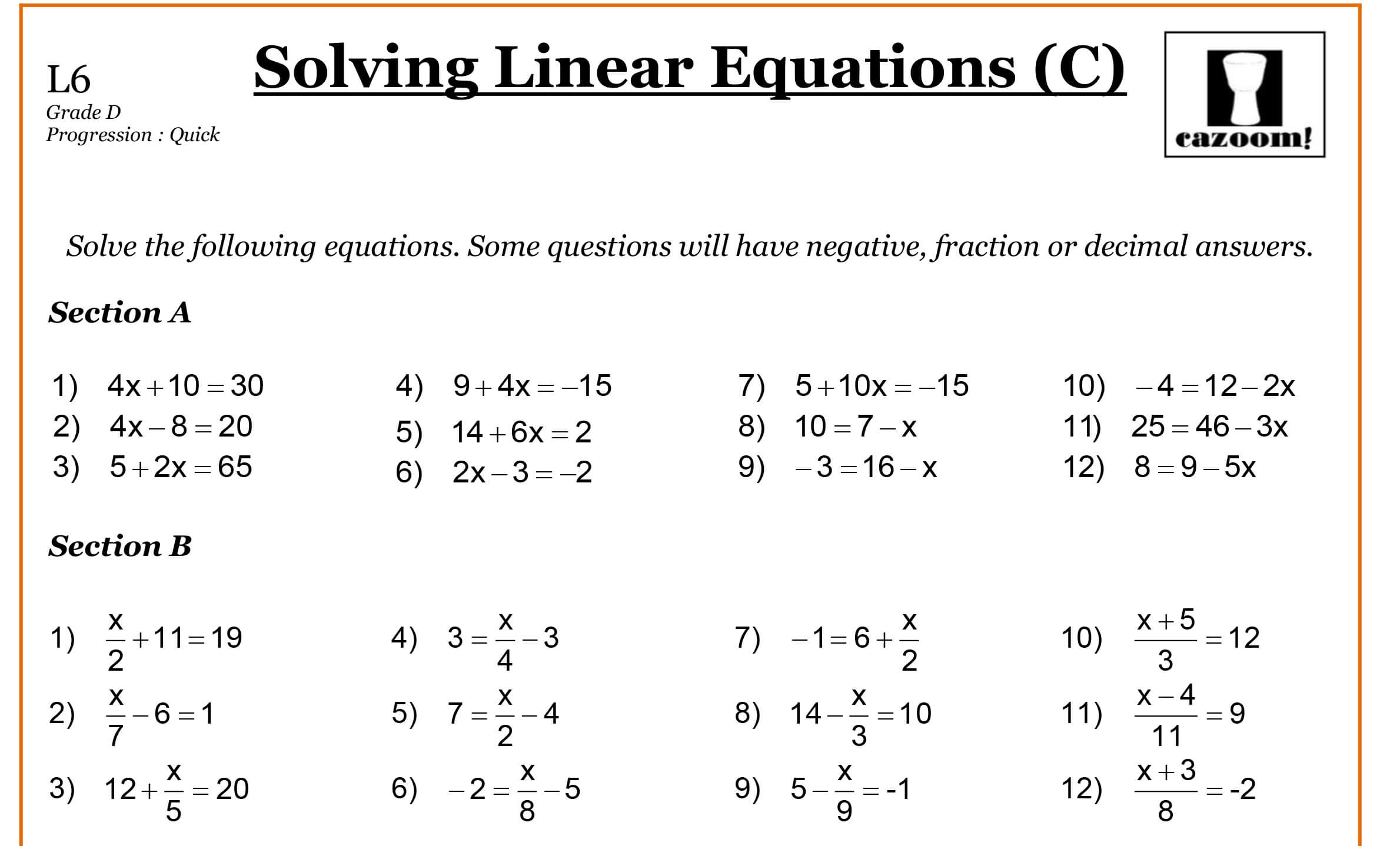 Algebra Worksheets Year 6 Mental Maths Tests Year 6 Worksheets From 