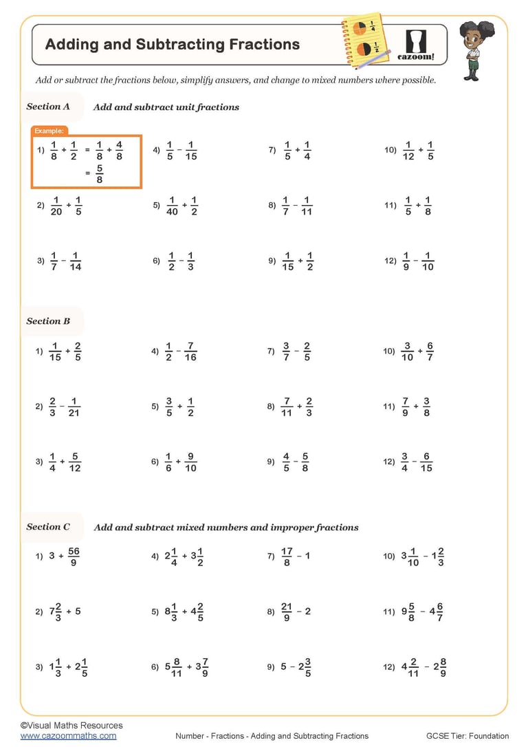 Addition And Subtraction Gcse Questions Gcse Revision Questions
