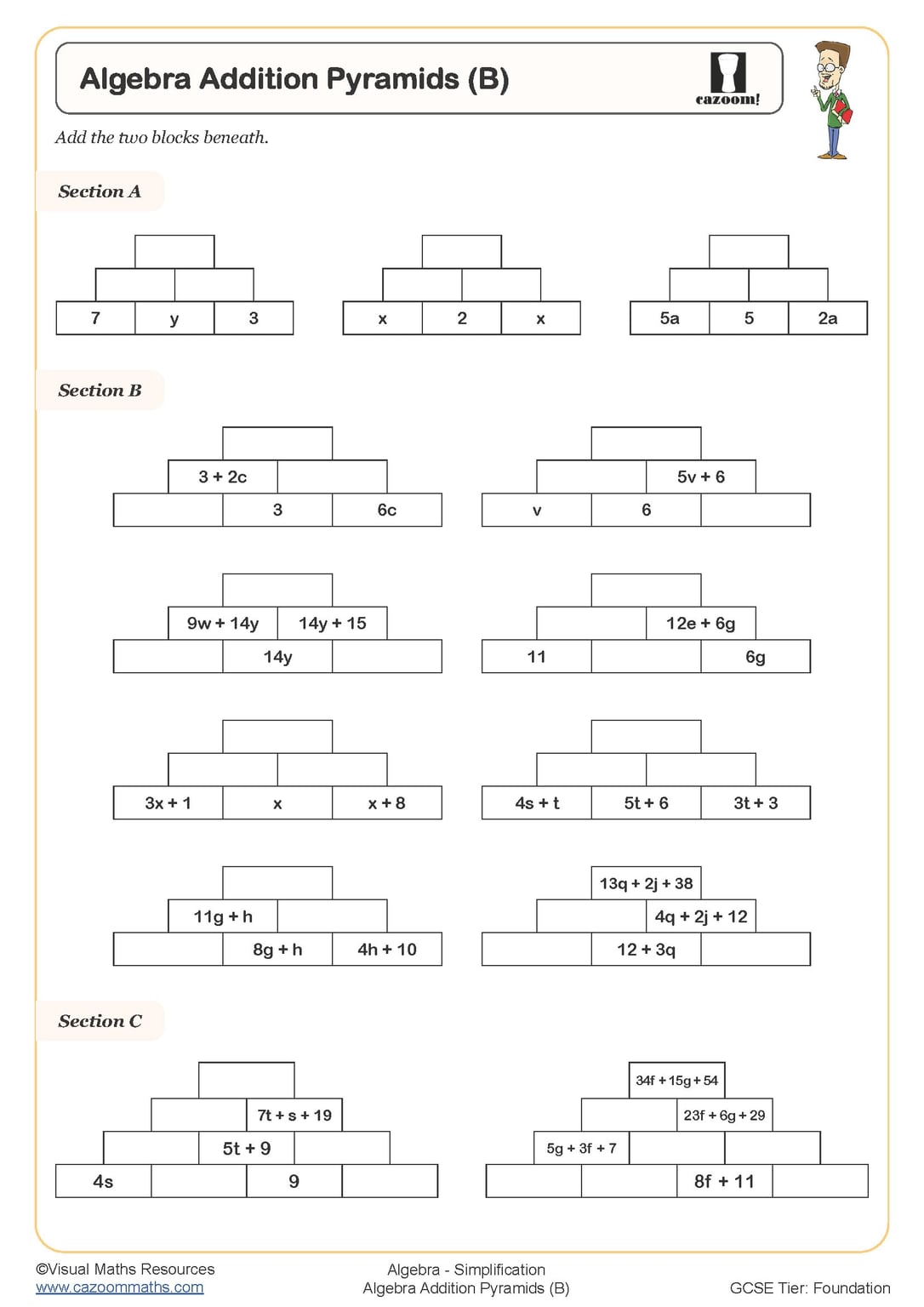 Algebraic Multiplication Grids Worksheet | Cazoom Maths Worksheets