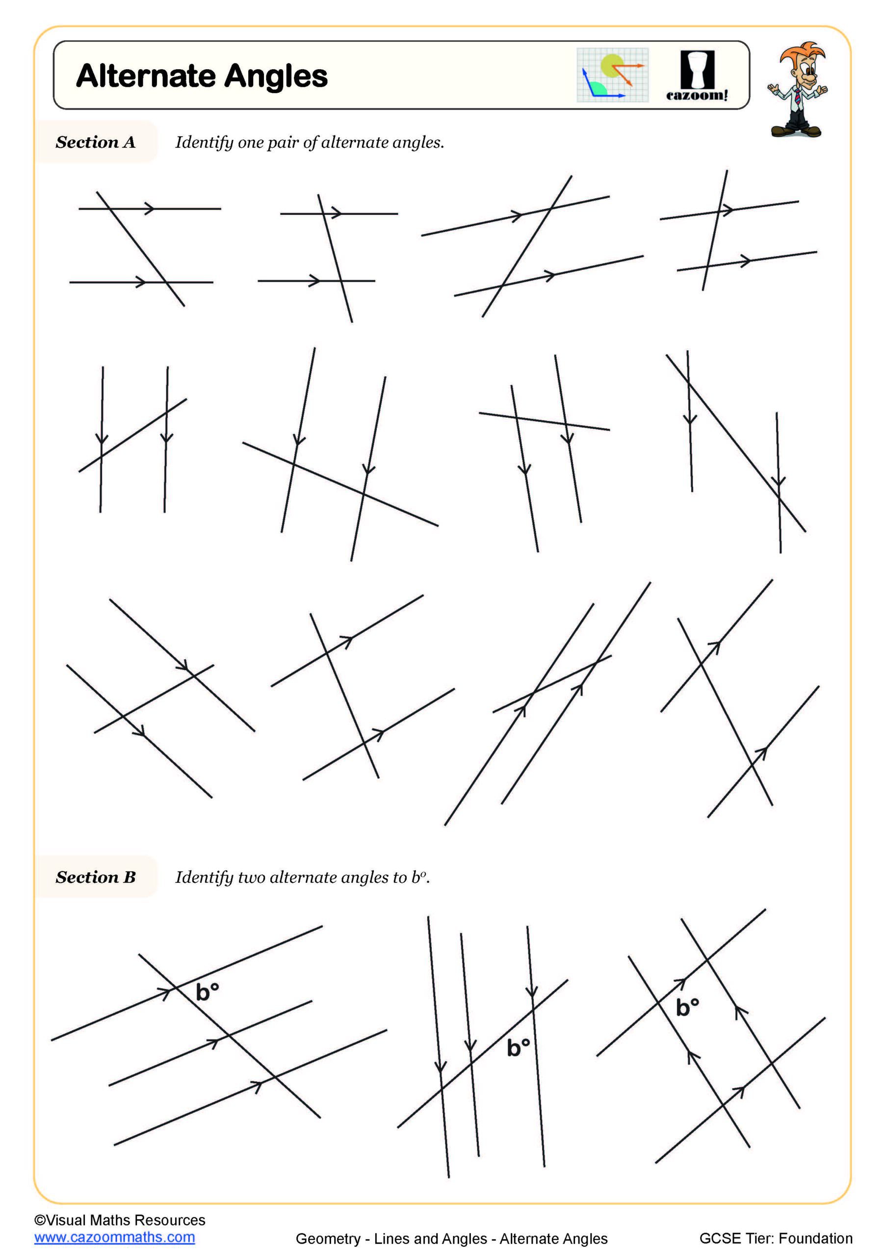 Angles in Parallel Lines PDF Worksheets | Fun and Engaging Geometry ...