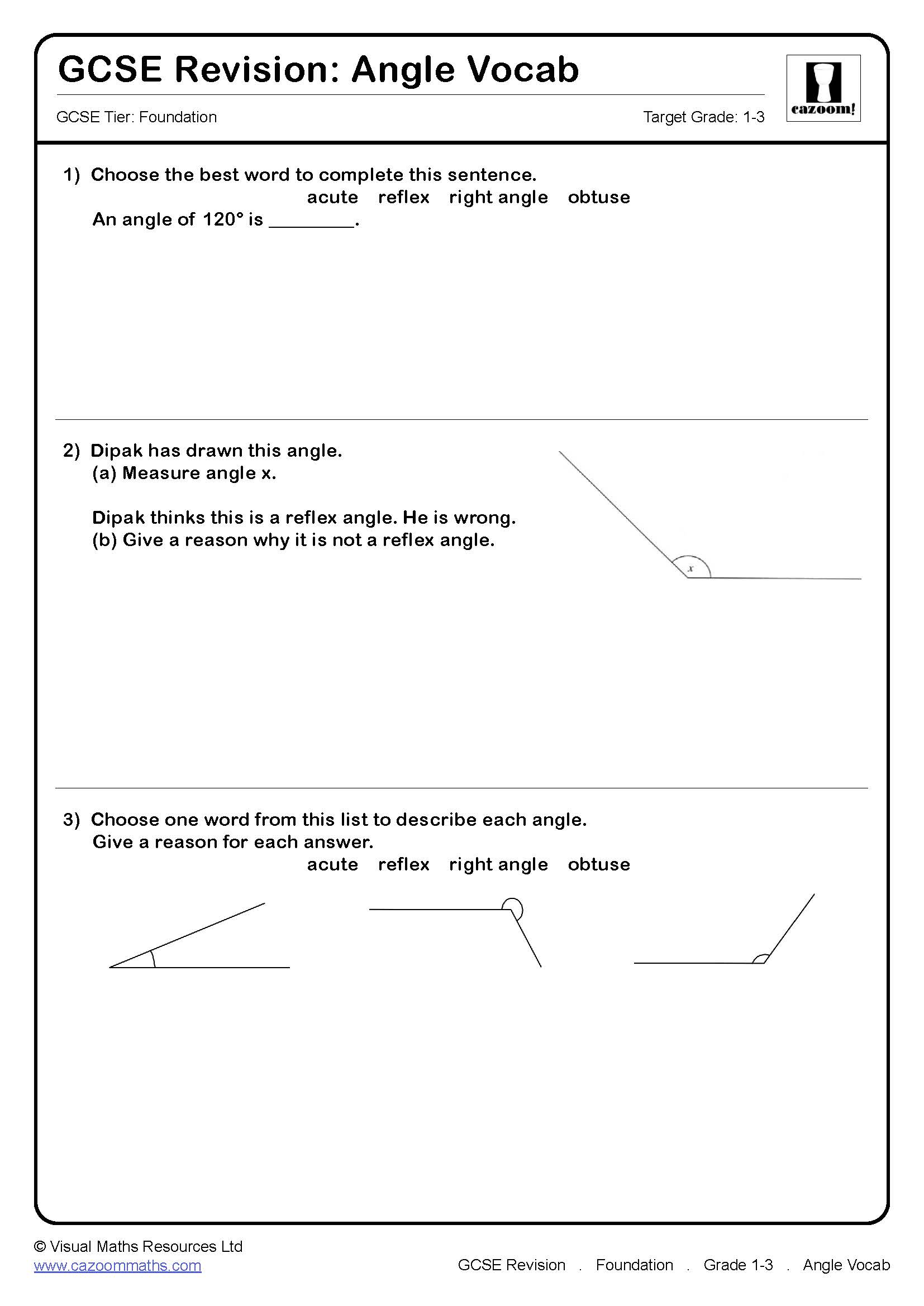Angle Vocab GCSE Questions | GCSE Revision Questions