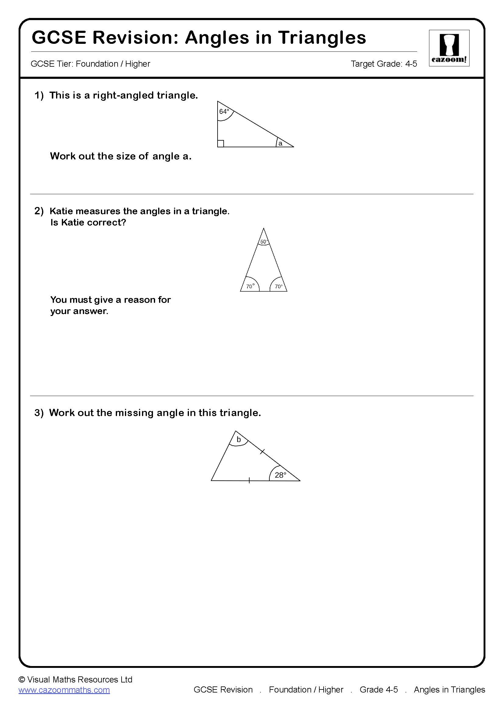 Angles in Triangles GCSE Questions | GCSE Revision Questions