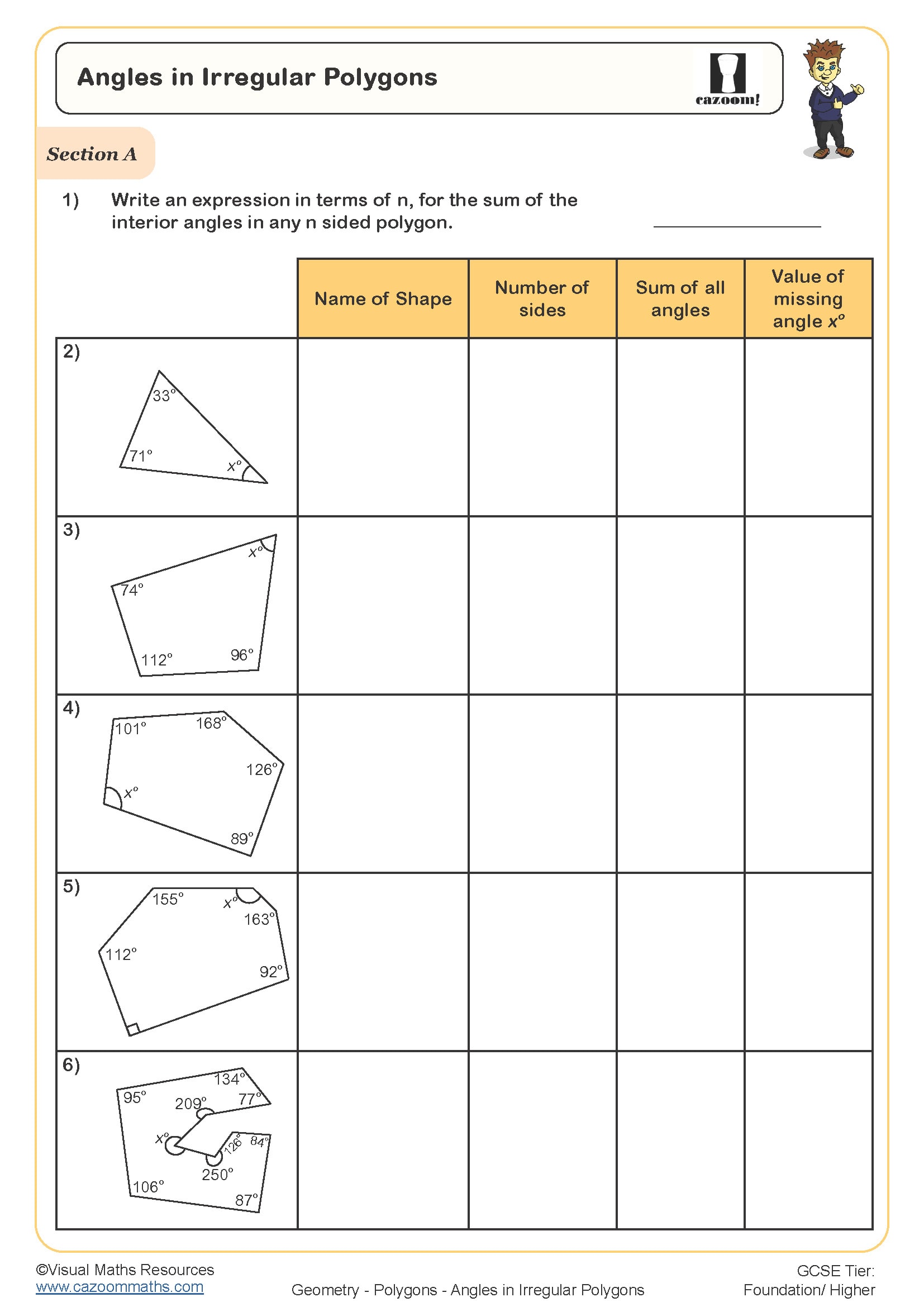 Angles In Irregular Polygons Worksheet Fun And Engaging PDF Worksheets