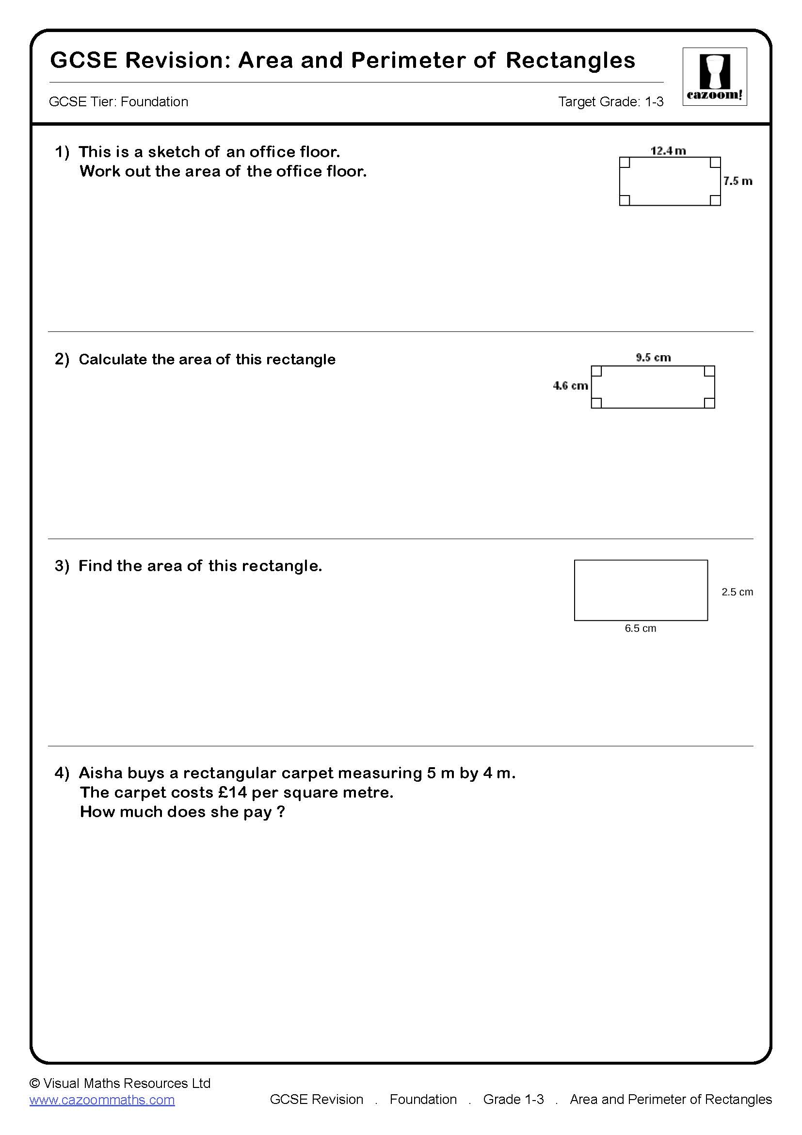 Area and Perimeter of Rectangles GCSE Questions | GCSE Revision Questions